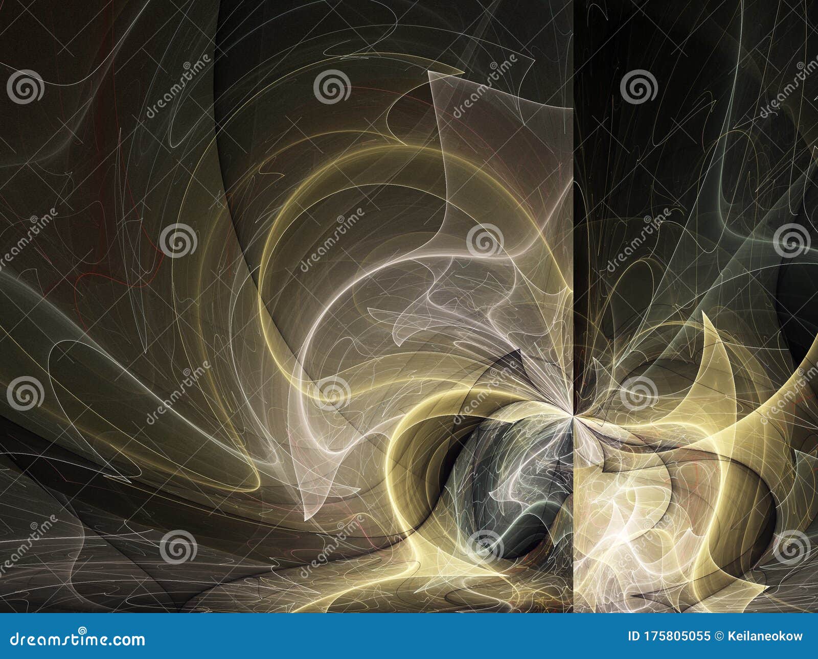 Golden Abstract Fractal Lightning Stock Illustration - Illustration of ...