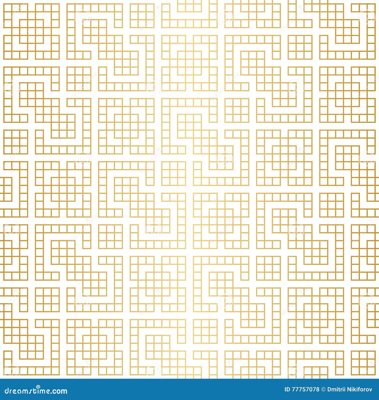 Golden Abstract Geometric Jacquard Pattern with Rhombus and Squares ...