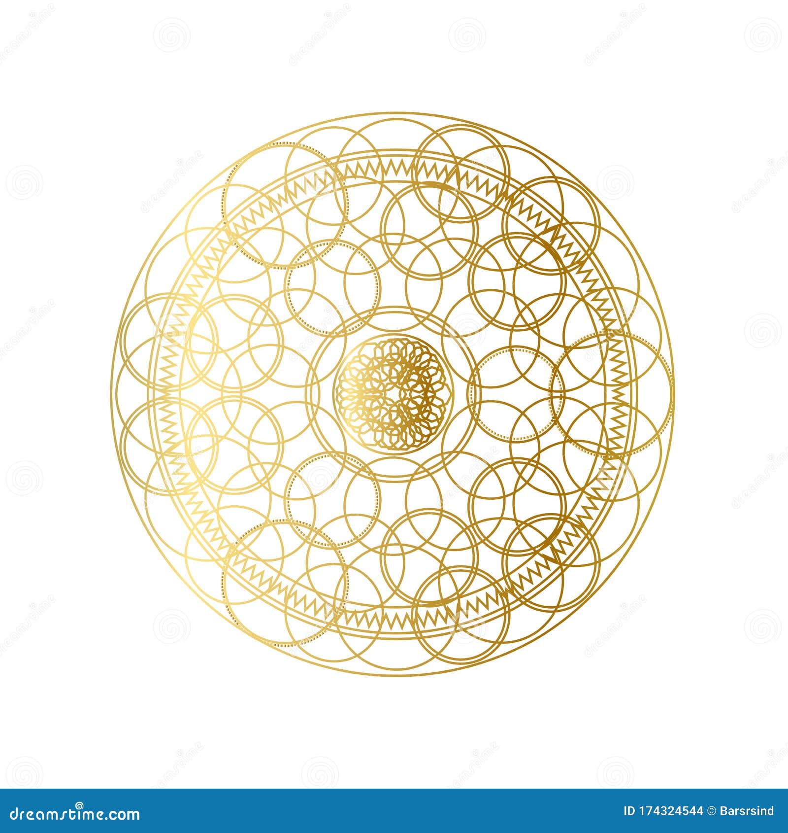 Golden Abstract Geometric Mandala Outline Vector Illustration Stock ...