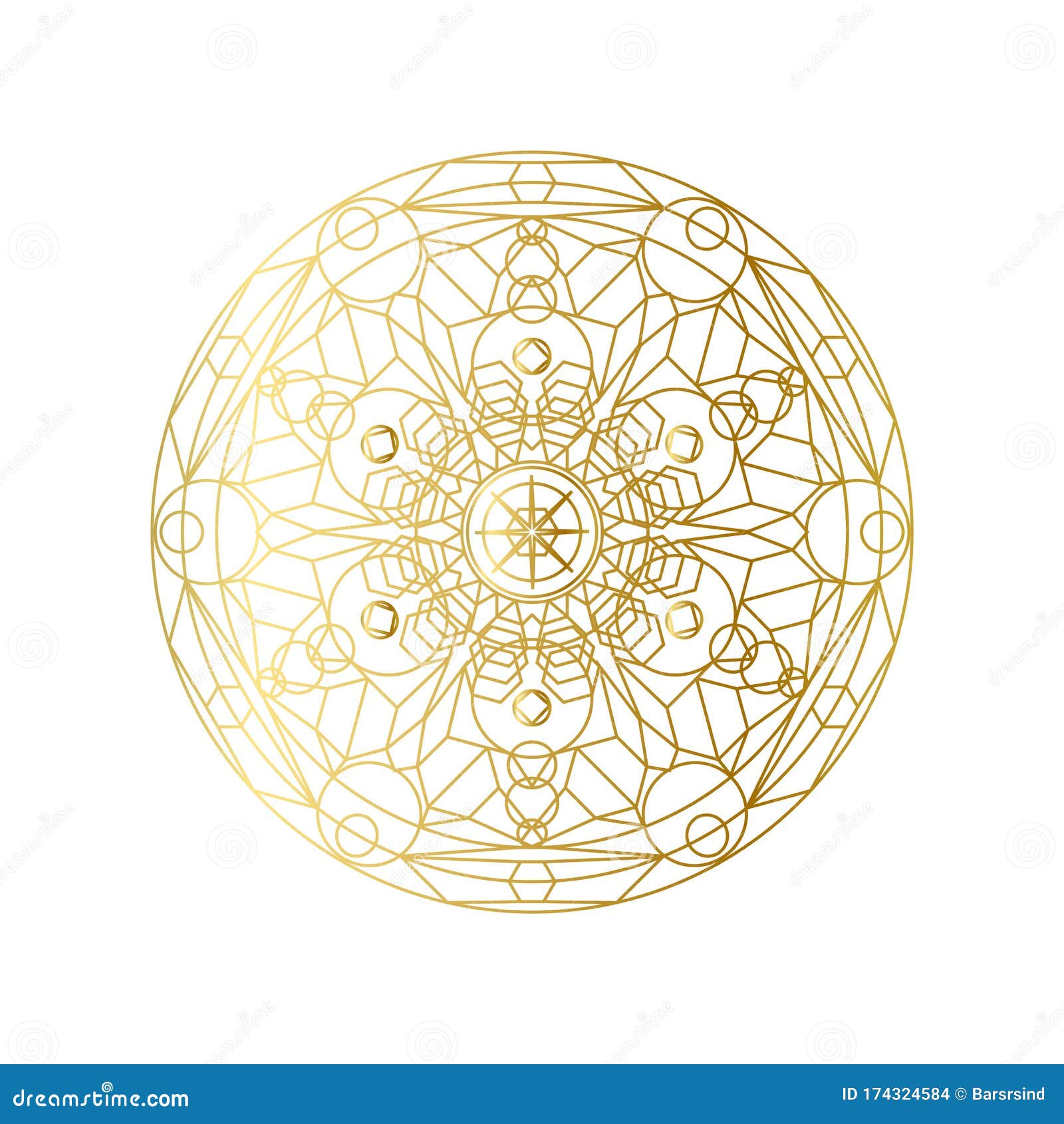 Golden Abstract Geometric Mandala Outline Vector Illustration Stock ...