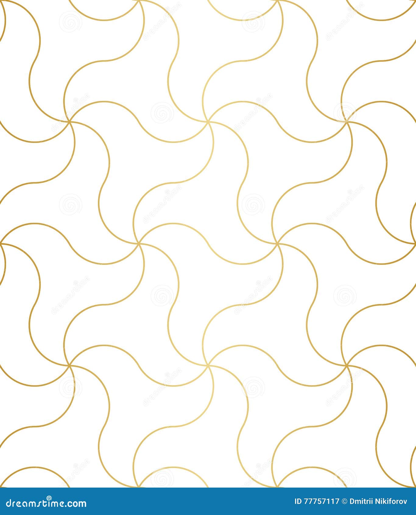 Golden Abstract Geometric Pattern with Curls Vector Illustration Stock ...