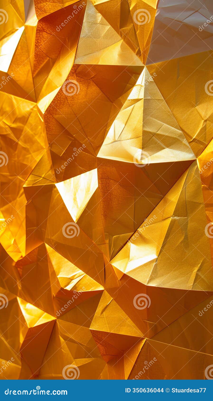 Golden Abstract Geometric Surface with Metallic Reflections Stock Photo ...