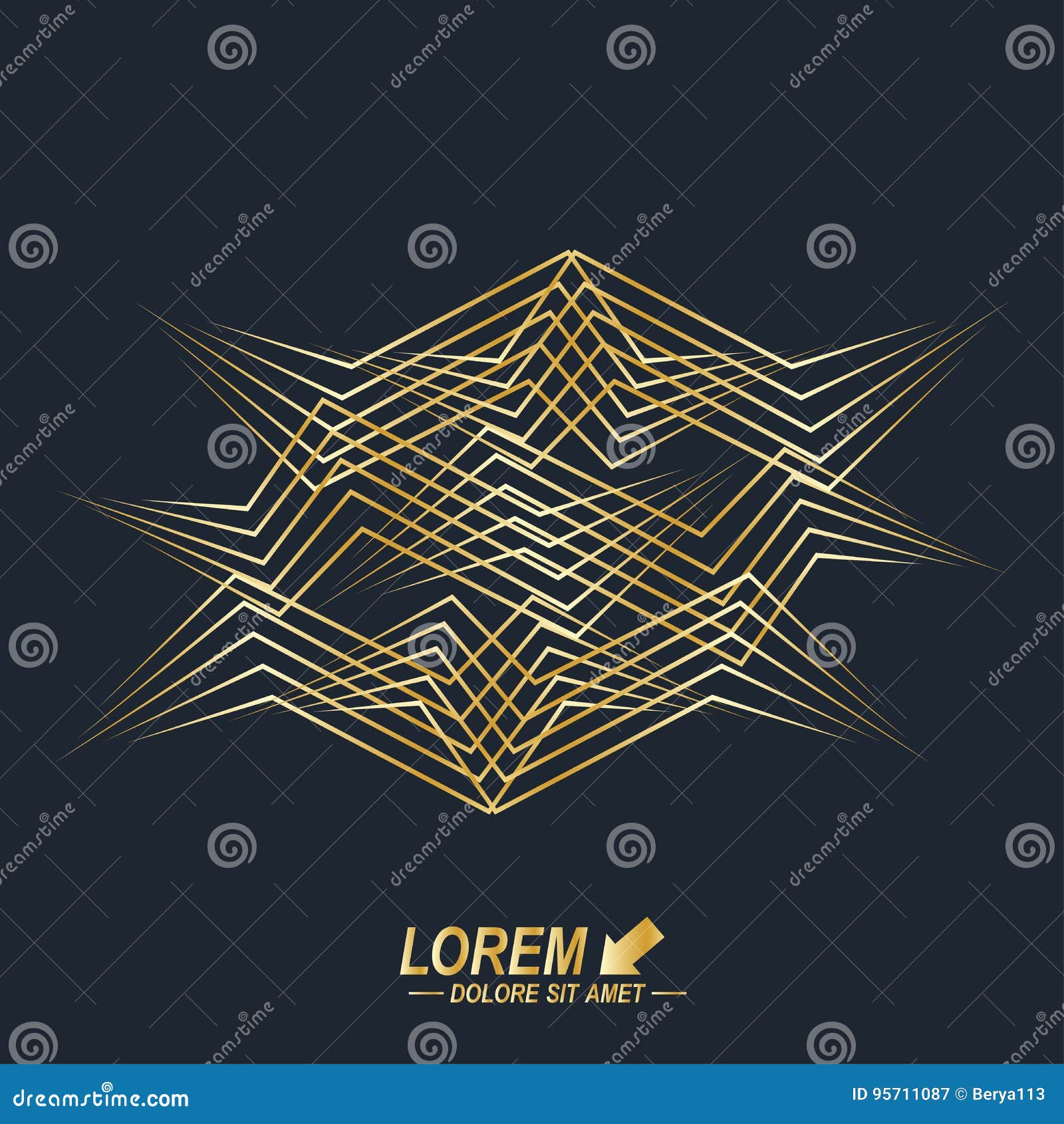Golden Abstract Lines on Black Background. Vector Illustration. Stock ...