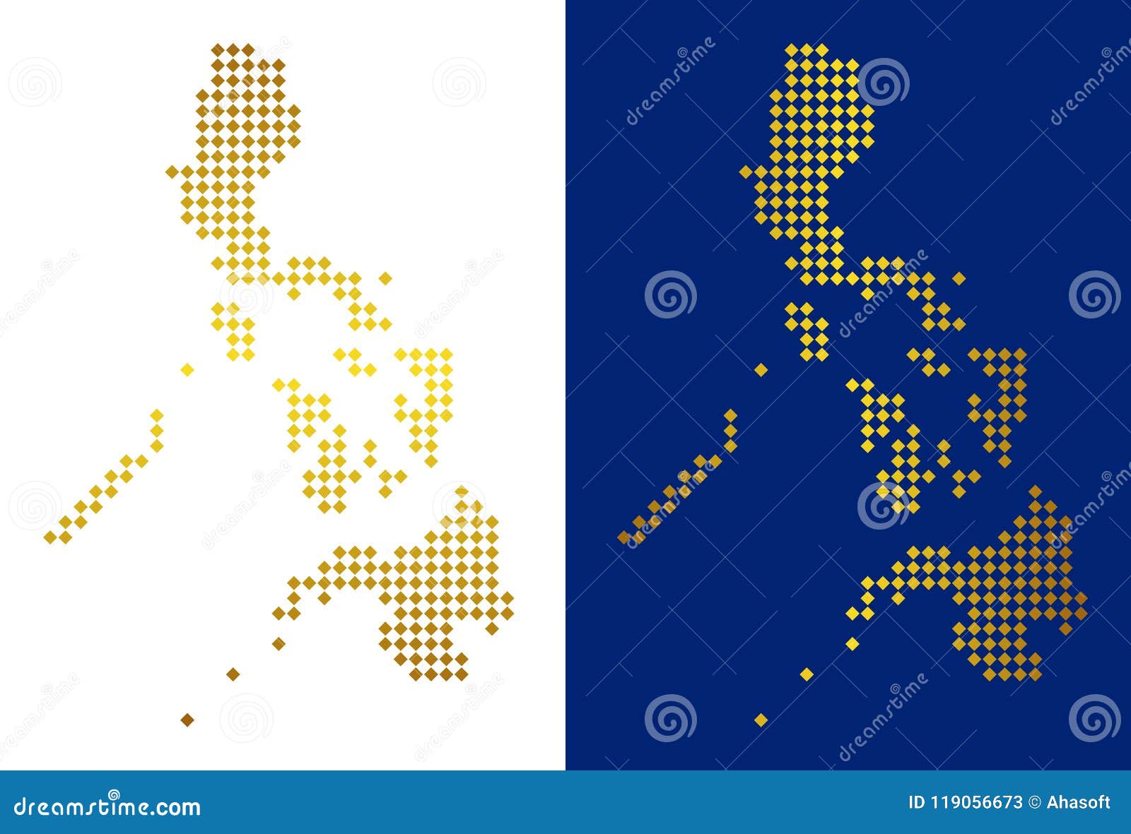 Golden Abstract Philippines Map Stock Vector - Illustration of ...