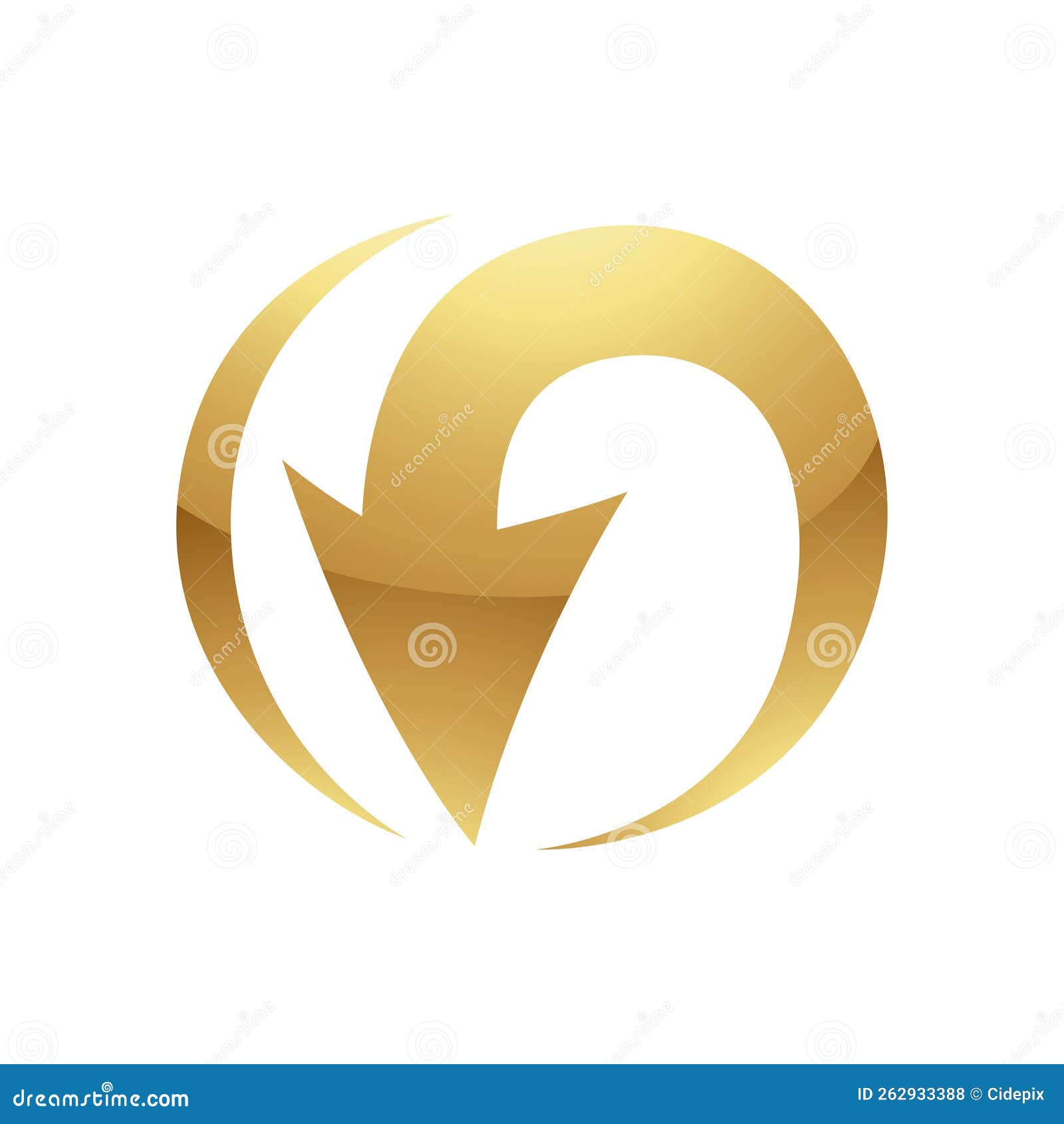 Golden Abstract Round Arrow Icon on White Background Stock Vector ...