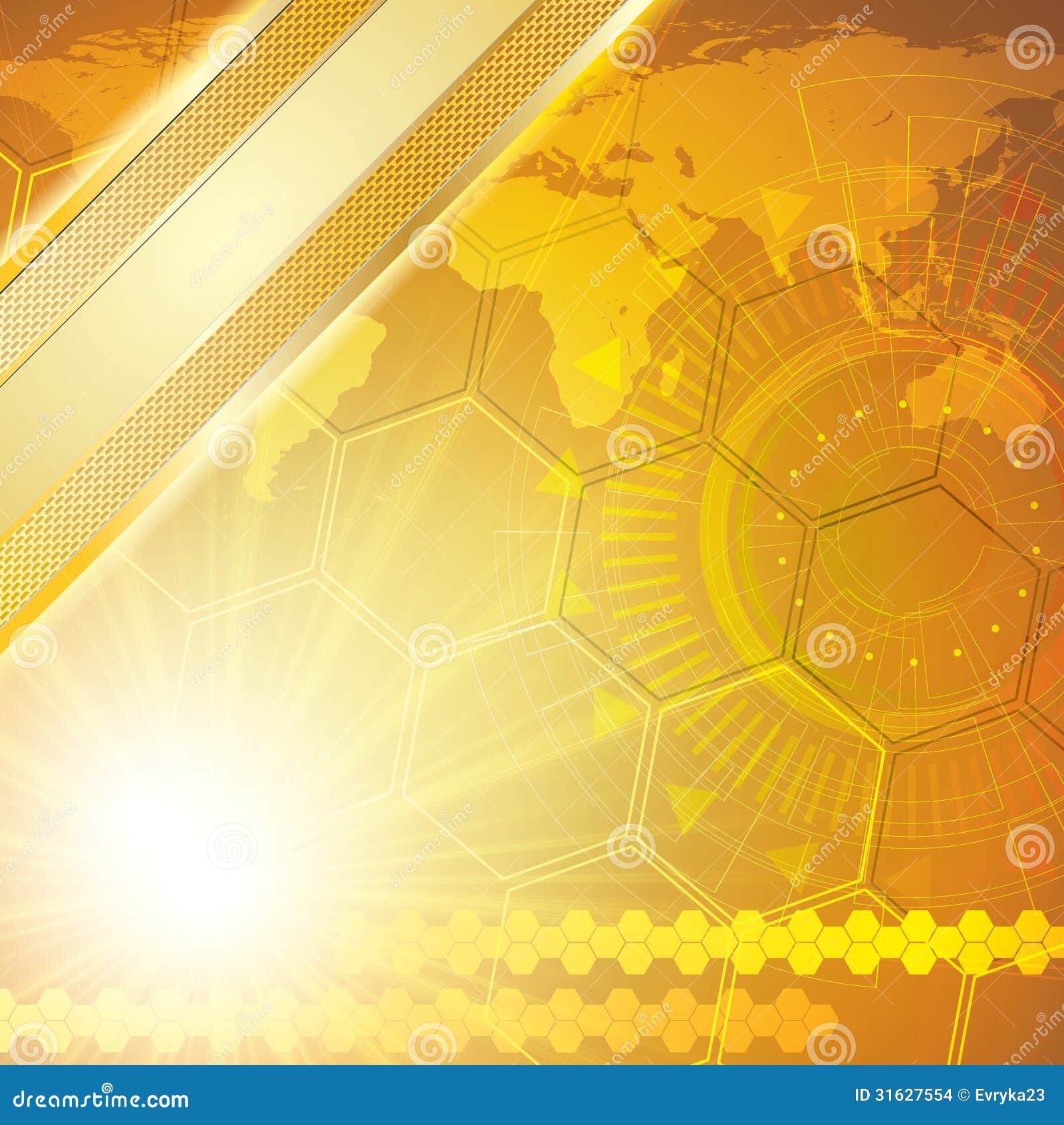 Golden Abstract Tech Background Stock Vector - Illustration of network ...