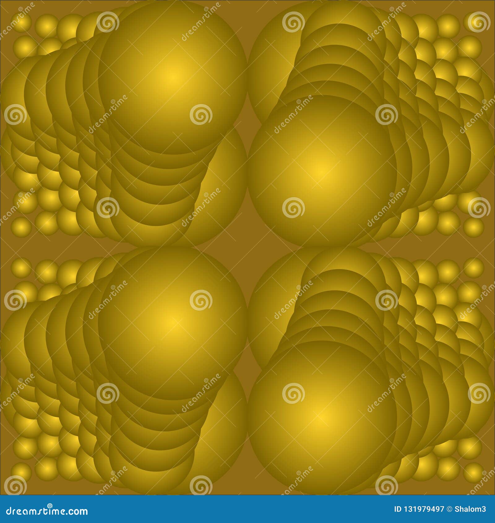 Golden Abstract Tile with Op-art Spheres, 3d Illusion, Decorative ...