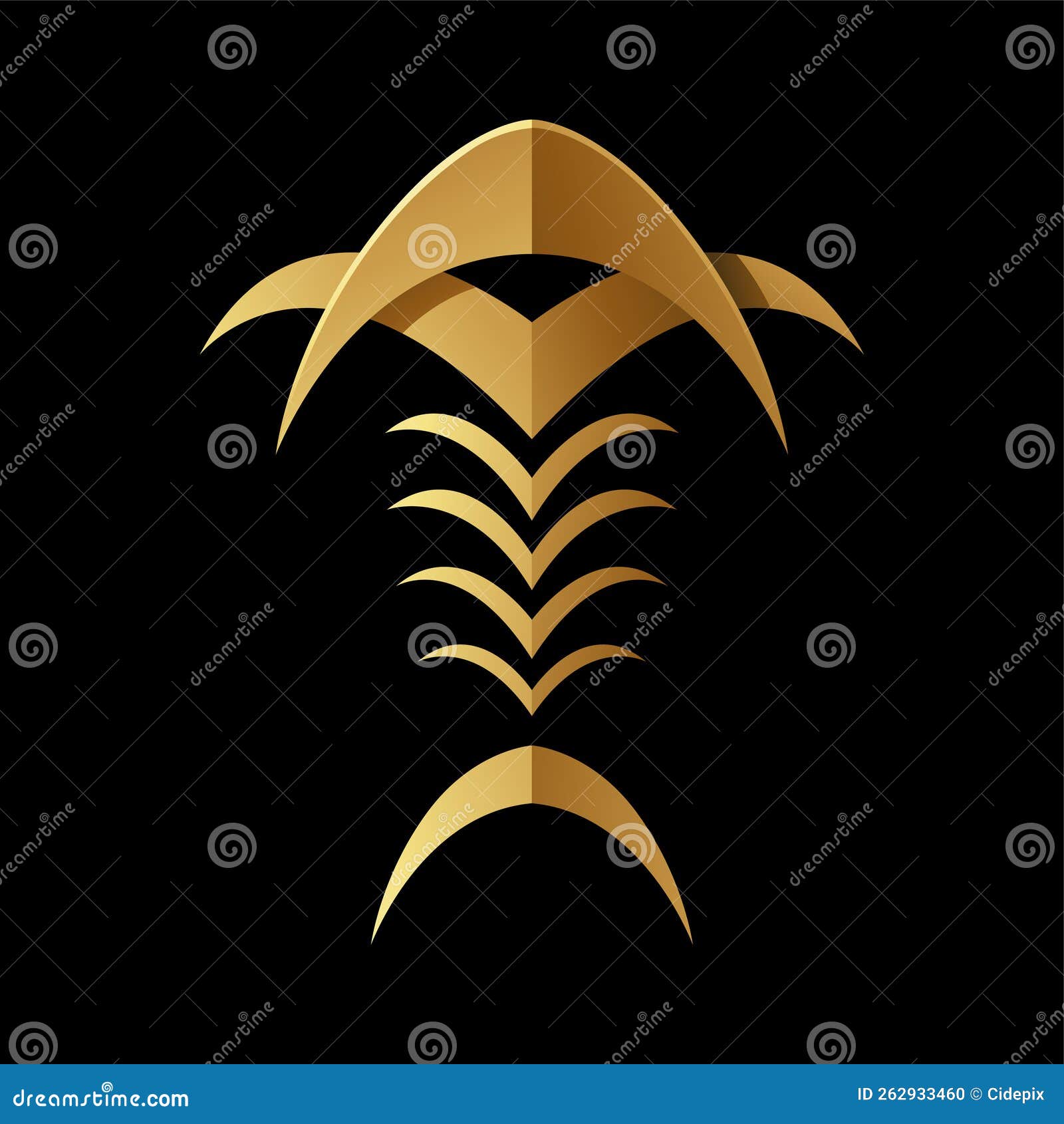 Golden Abstract Tribal Fishbone on Black Background Stock Vector ...