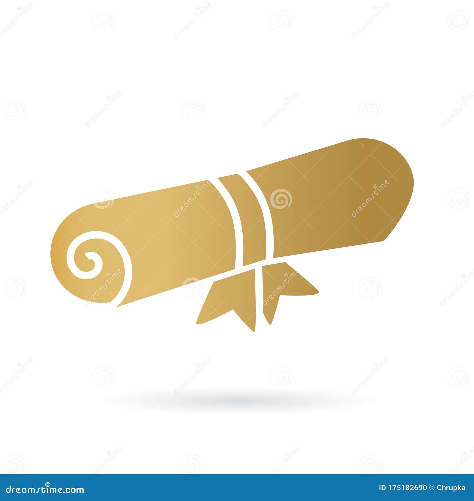 Golden Academic Diploma Icon Stock Vector - Illustration of ceremony ...