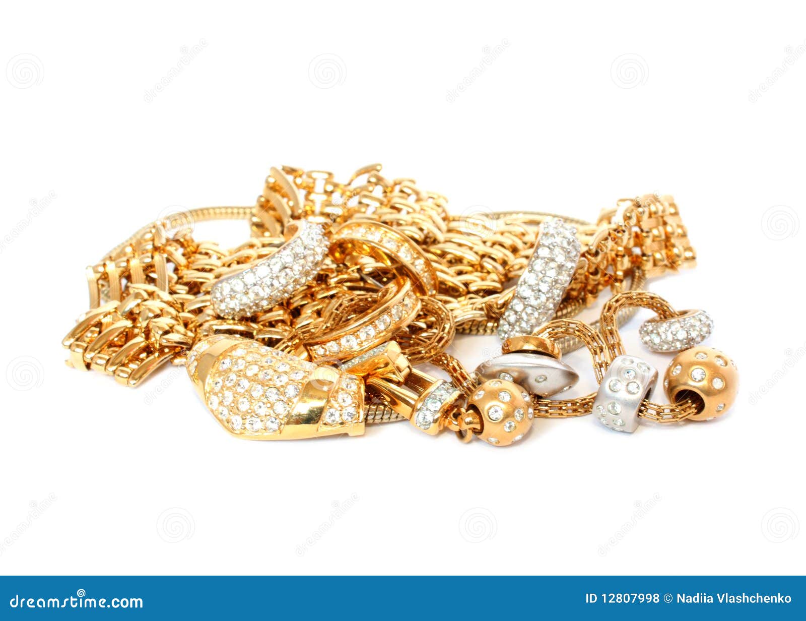 Golden Accessories Isolated Stock Photo - Image of gold, jewel: 12807998