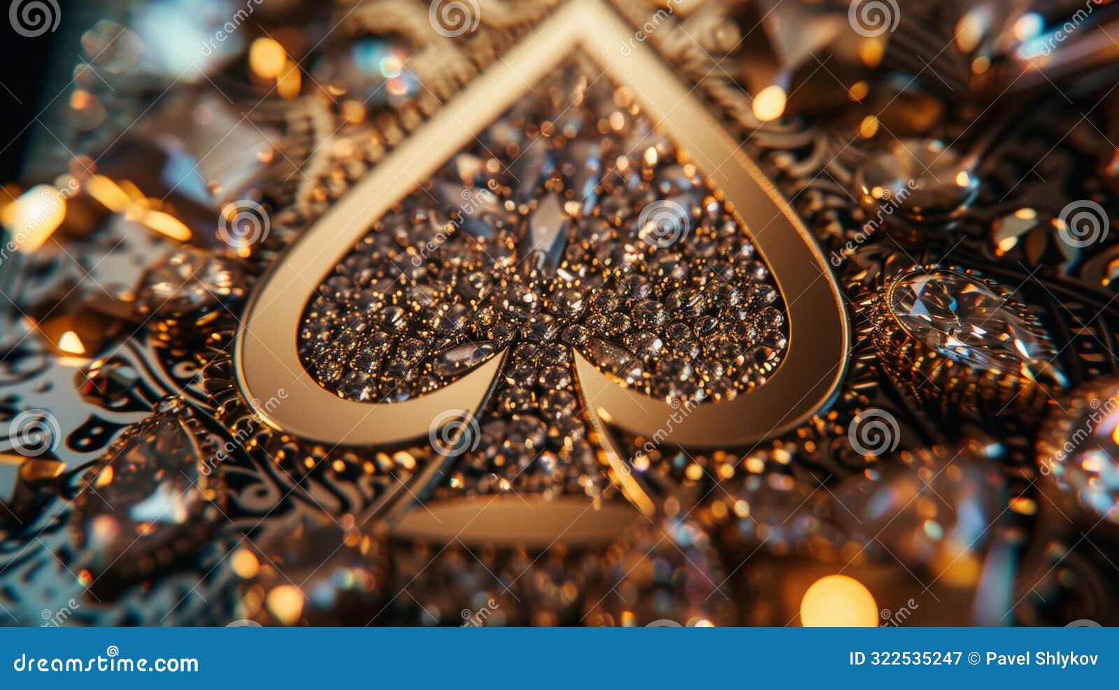 Golden Ace of Spades with Diamonds, Gambling Concept Stock Image ...