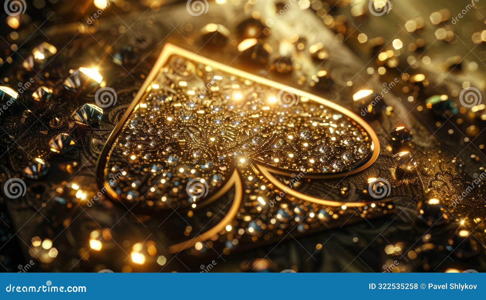 Golden Ace of Spades with Diamonds, Gambling Concept Stock Photo ...