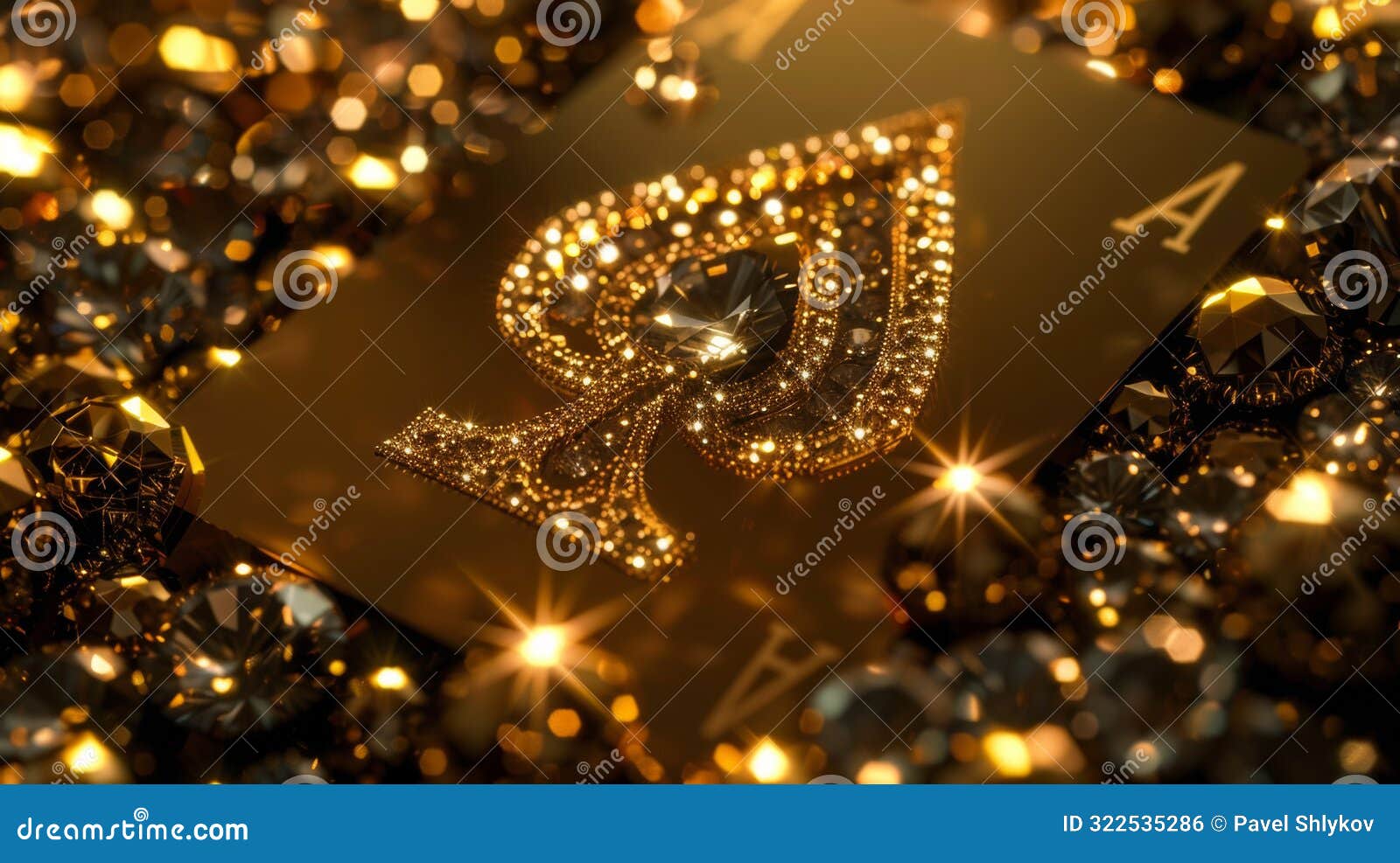 Golden Ace of Spades with Diamonds, Gambling Concept Stock Photo ...