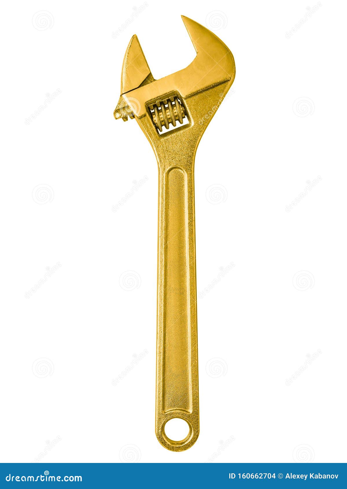 Golden Adjustable Wrench Isolated on White Background. Stock Photo - Image of adjustable, color ...