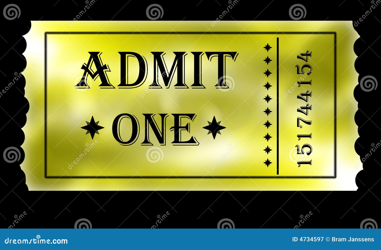 Golden admit one ticket stock illustration. Illustration of shopping ...