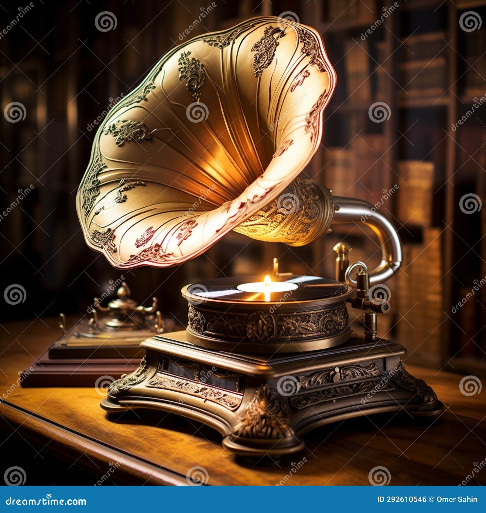 The Golden Age: a Captivating Phonograph Harmony Stock Illustration ...