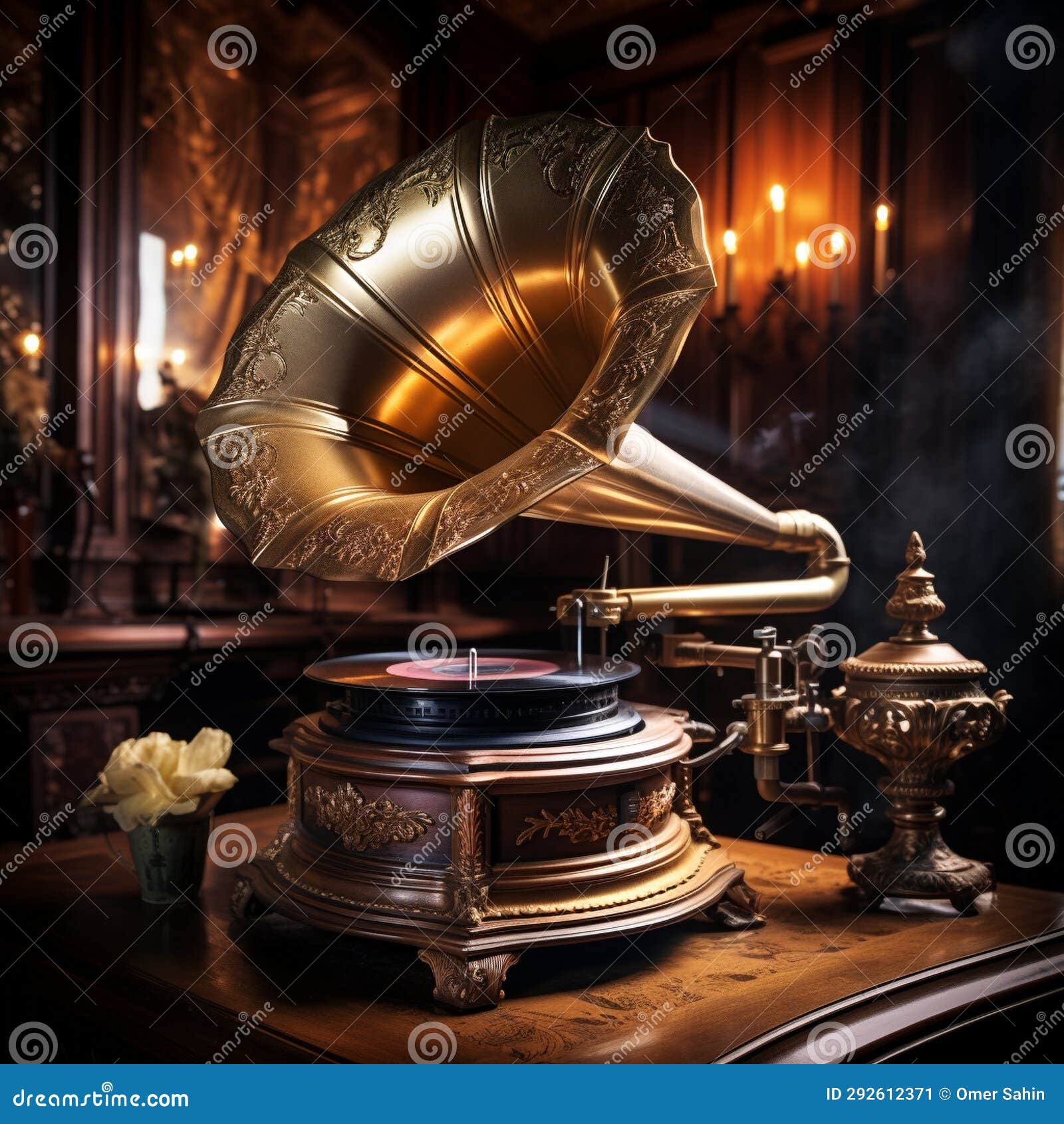 The Golden Age: a Captivating Phonograph Harmony Stock Illustration ...