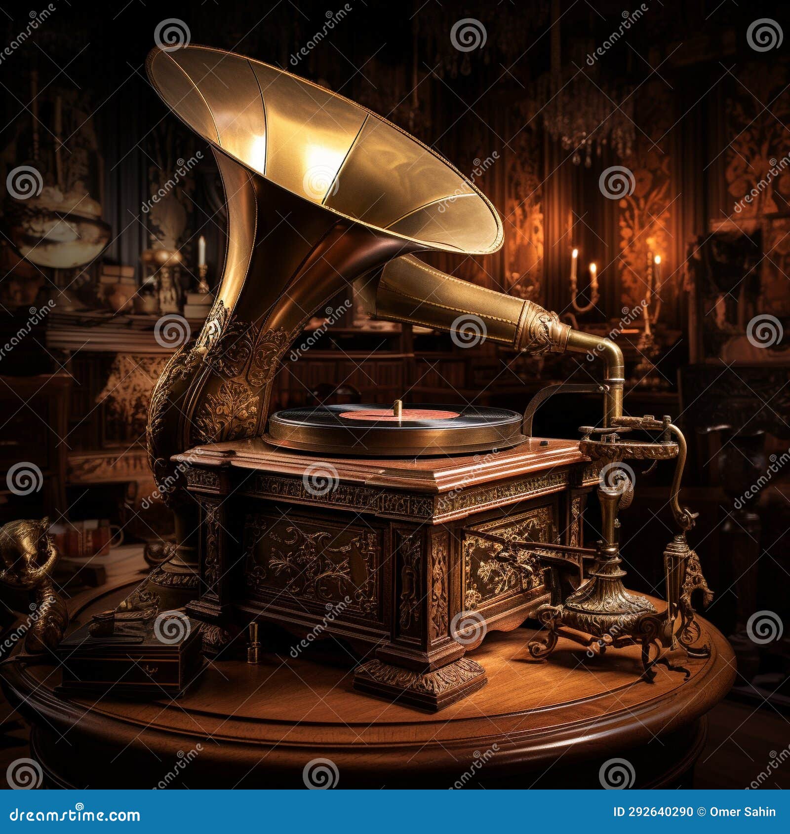 The Golden Age: a Captivating Phonograph Harmony Stock Illustration ...