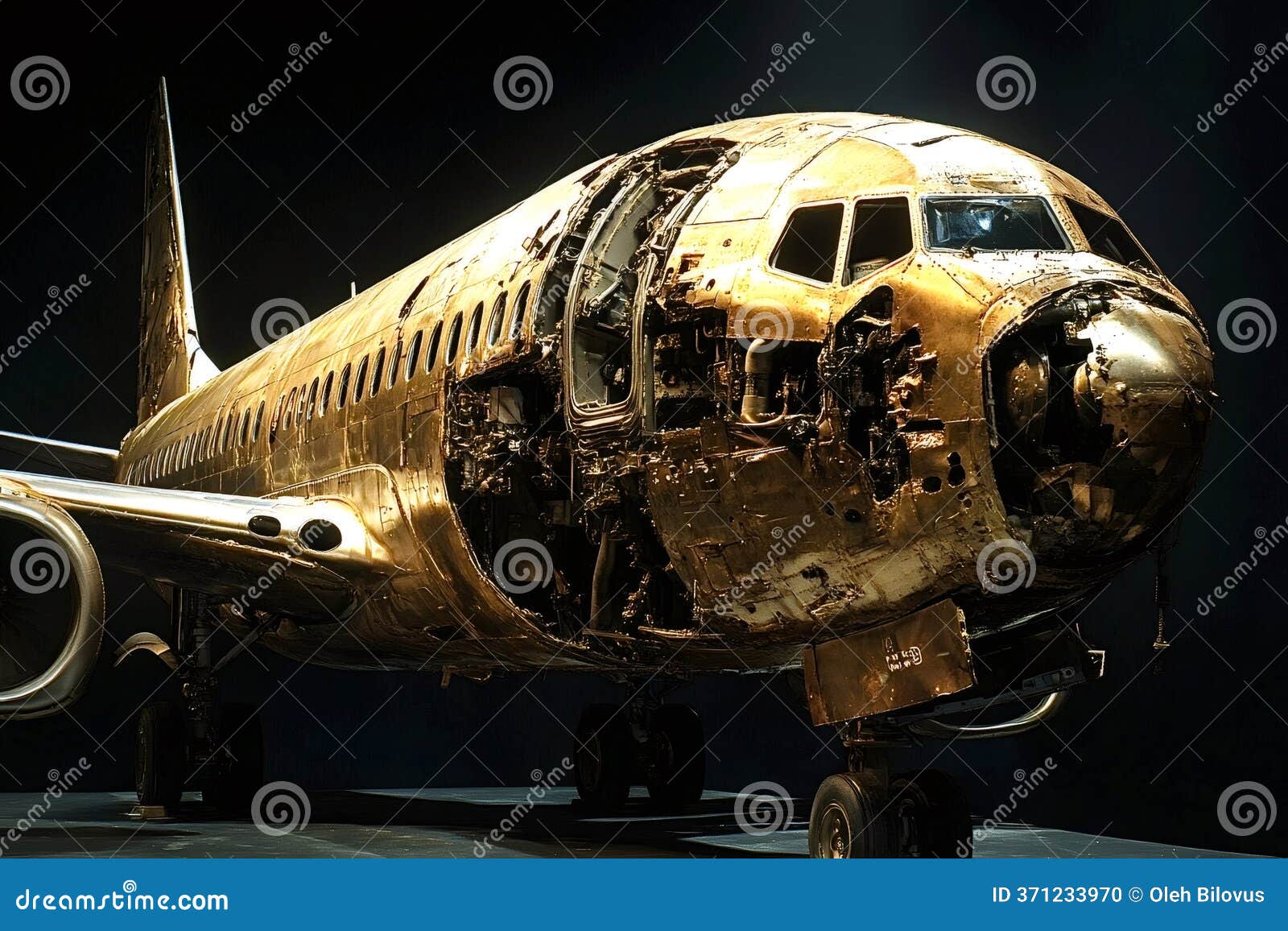 Golden Airplane Isolated On Black Backgrounds Royalty-Free Stock Image ...