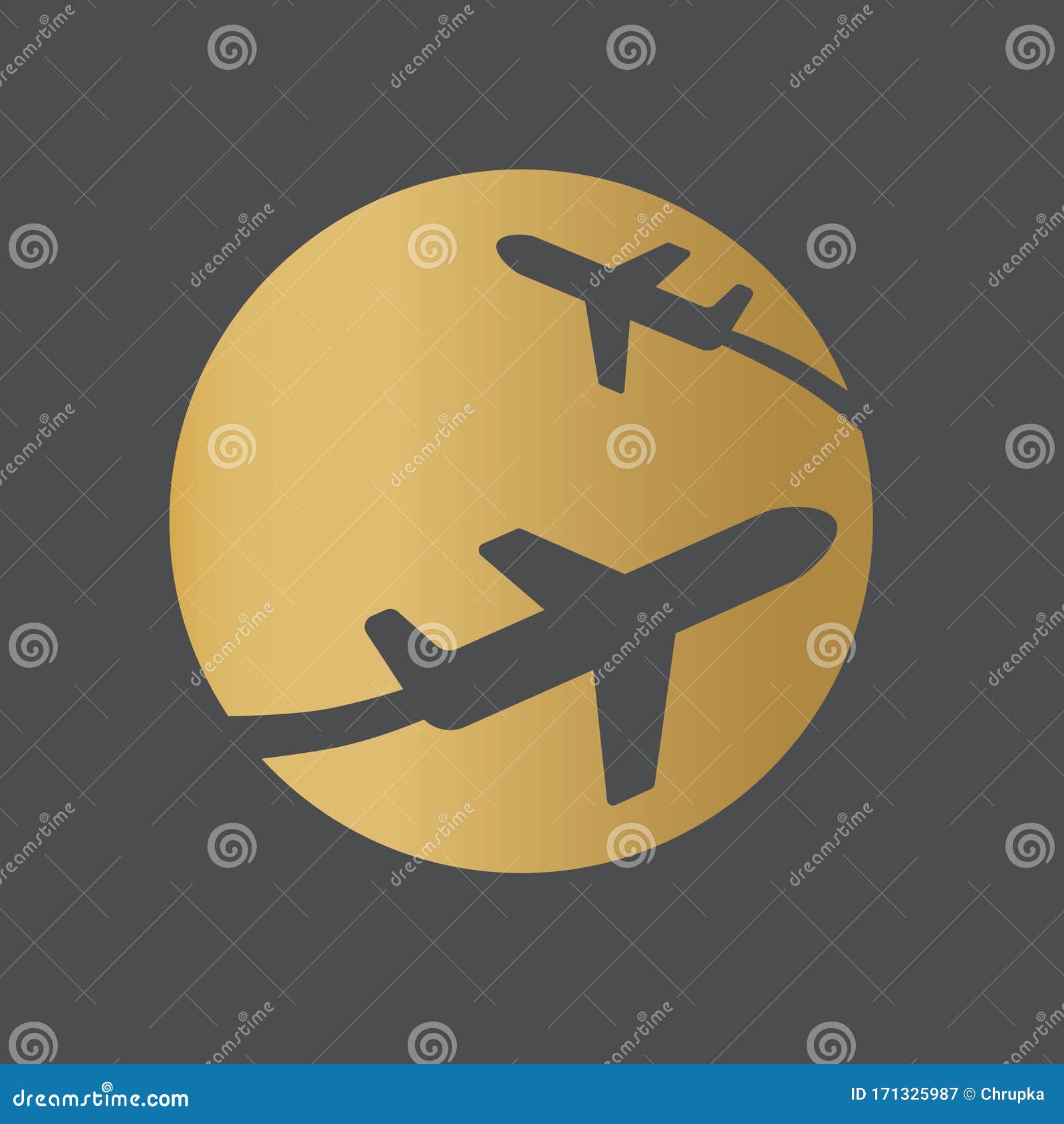 Golden Airplane and Globe Icon Stock Vector - Illustration of ...