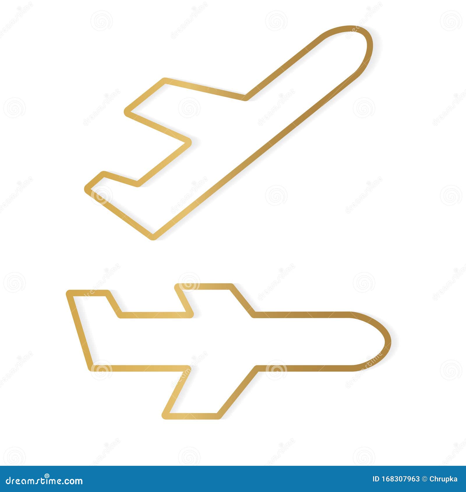 Golden airplane icons stock vector. Illustration of shine - 168307963