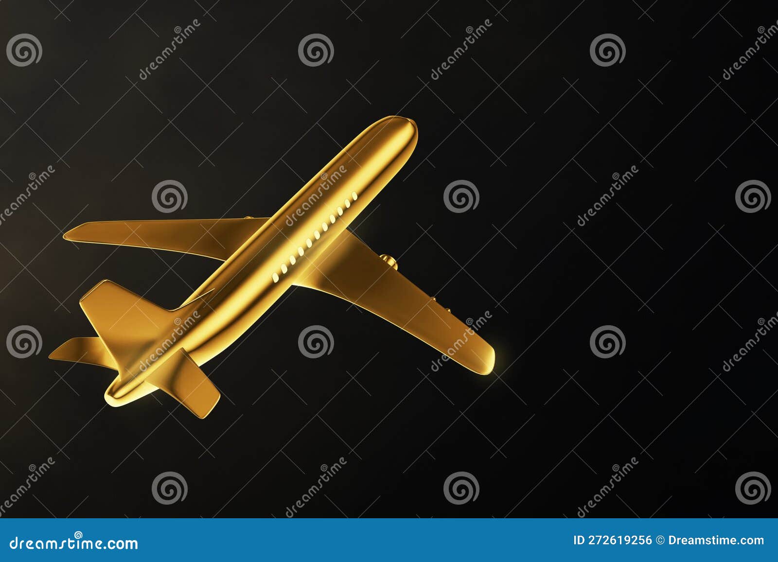 Golden Airplane Isolated on Black Backgrounds Stock Photo - Image of ...