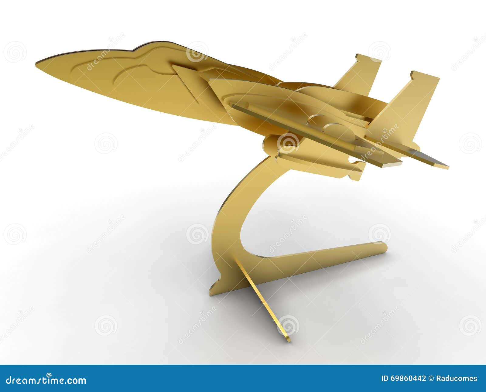 Golden airplane trophy stock illustration. Illustration of rich - 69860442