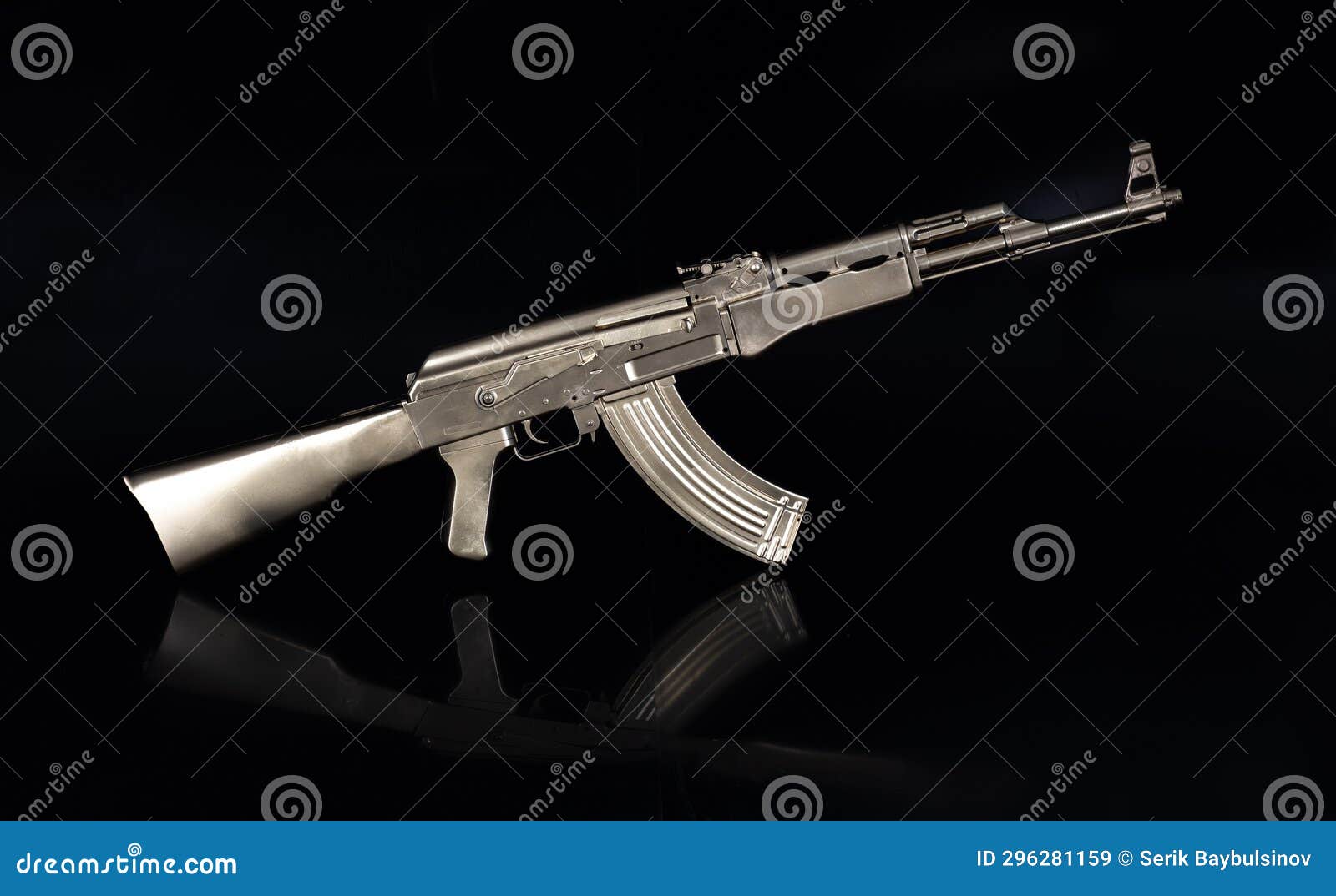 Golden AK-47 assault rifle stock image. Image of machine - 296281159