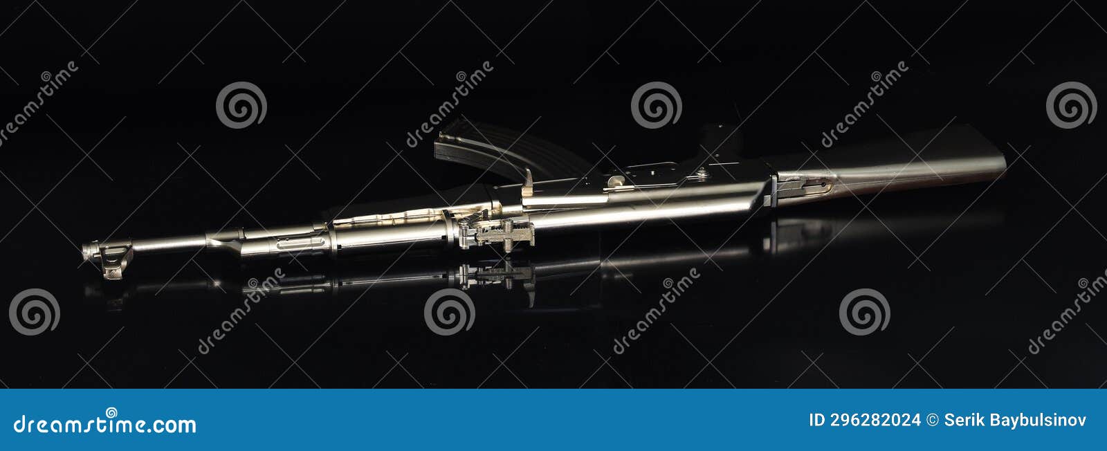 Golden AK-47 assault rifle stock photo. Image of fire - 296282024