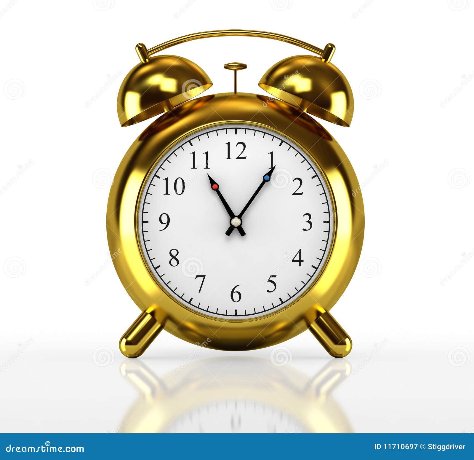 Golden alarm clock stock illustration. Illustration of glow - 11710697