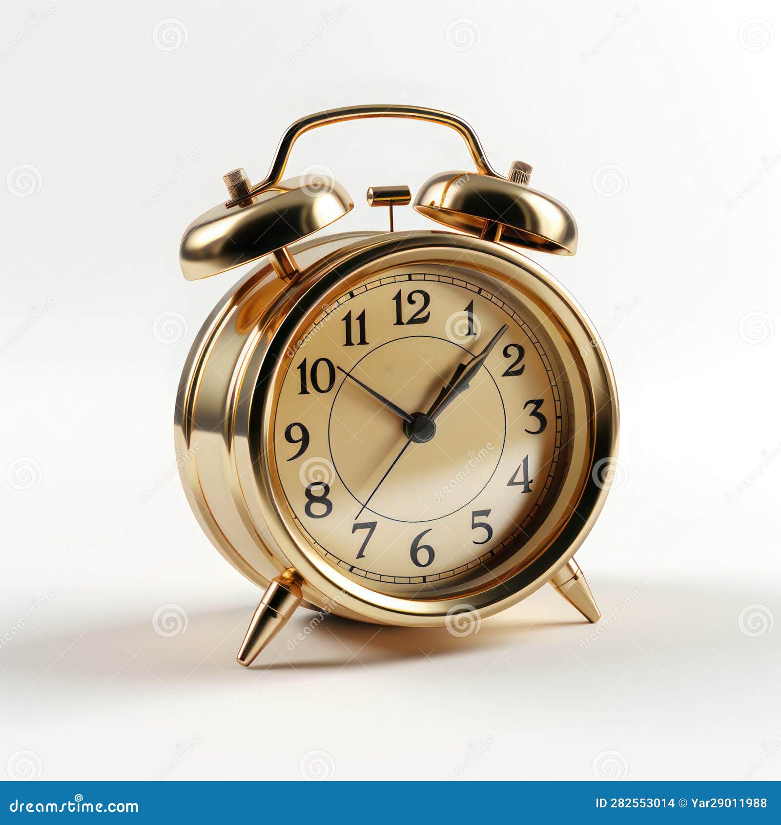 Golden Alarm Clock, 3D. AI Generative Stock Illustration - Illustration ...