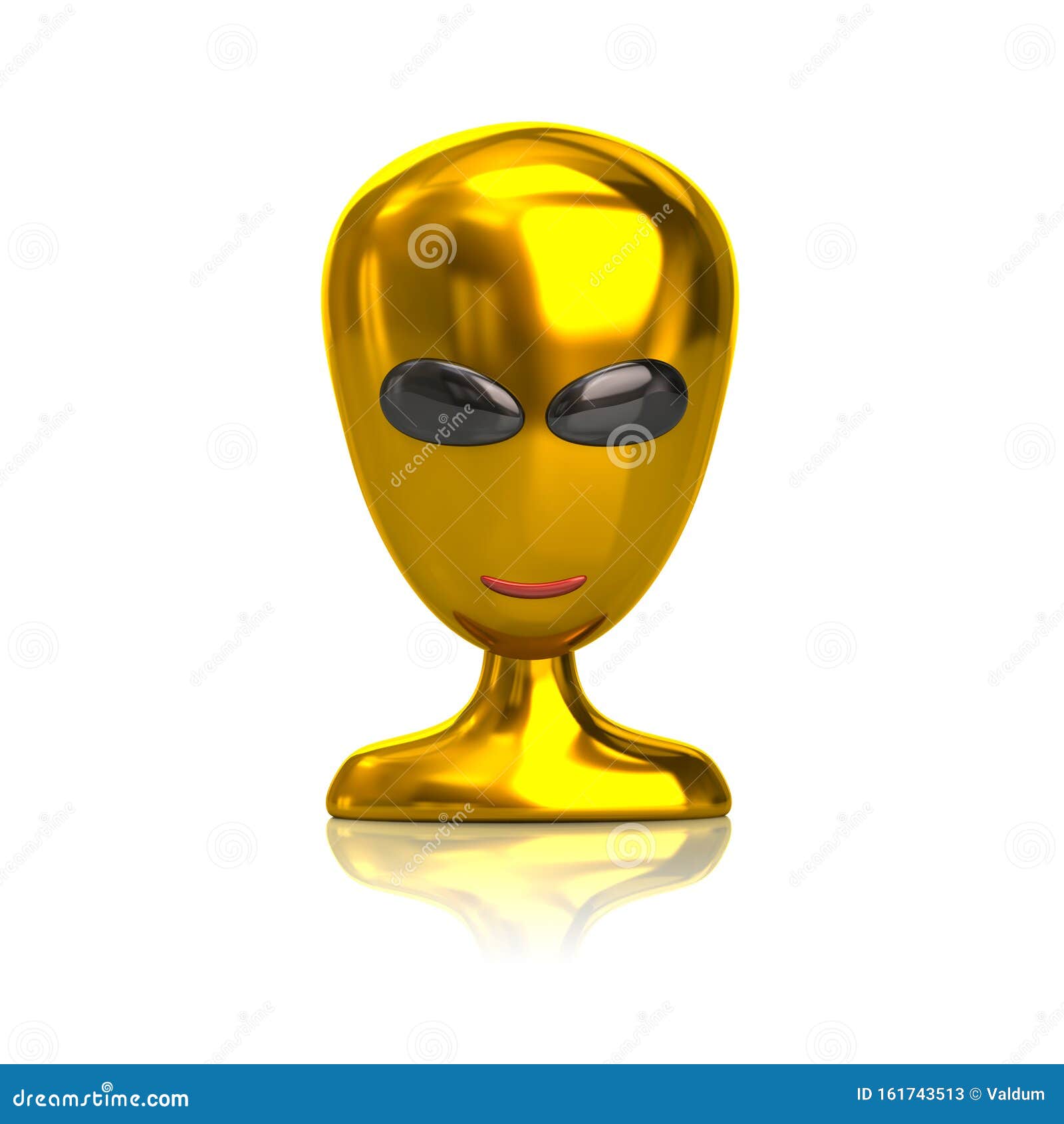 Golden Alien Icon 3d Illustration Stock Illustration - Illustration of ...