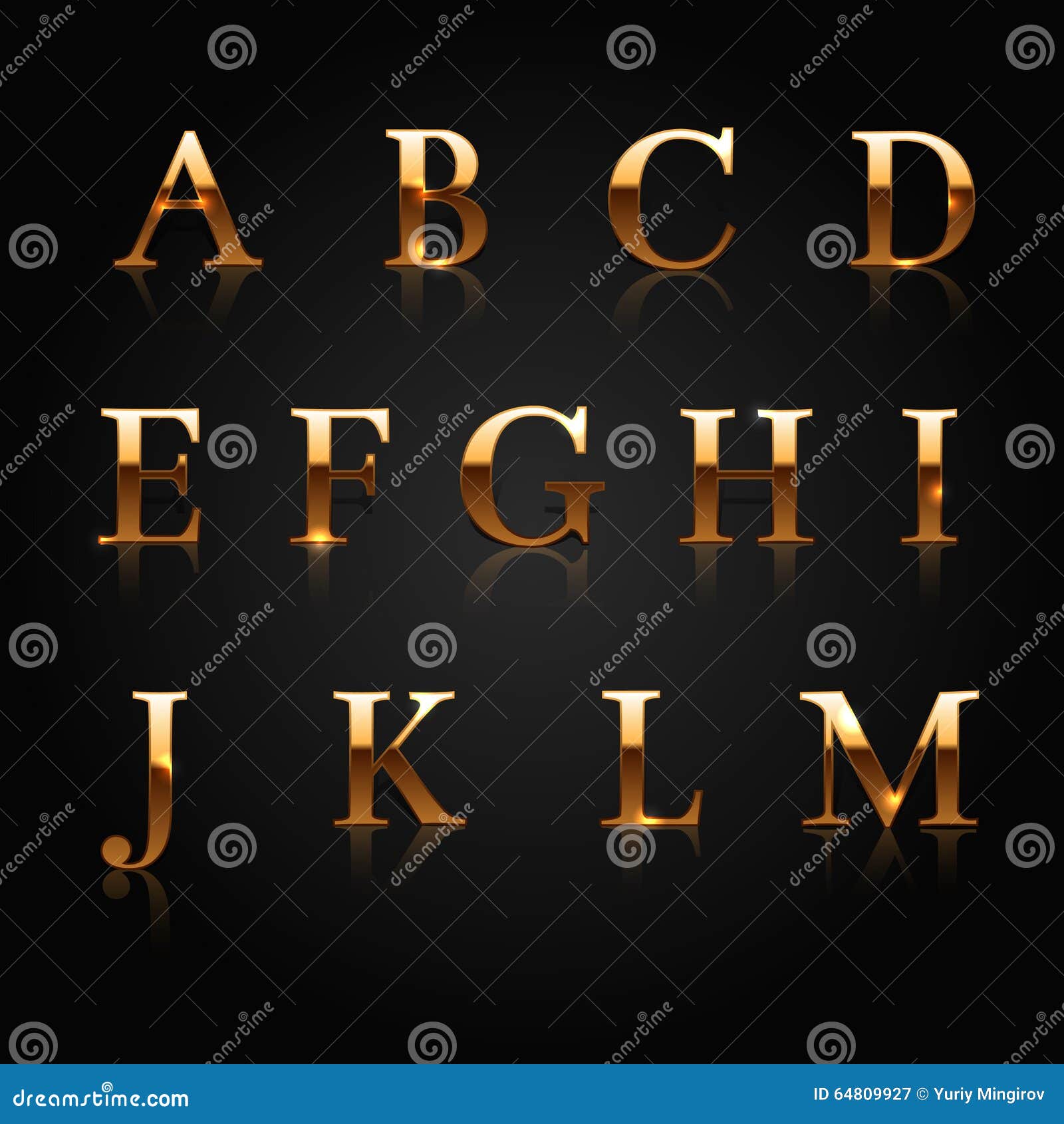 Golden alphabet stock vector. Illustration of letter - 64809927