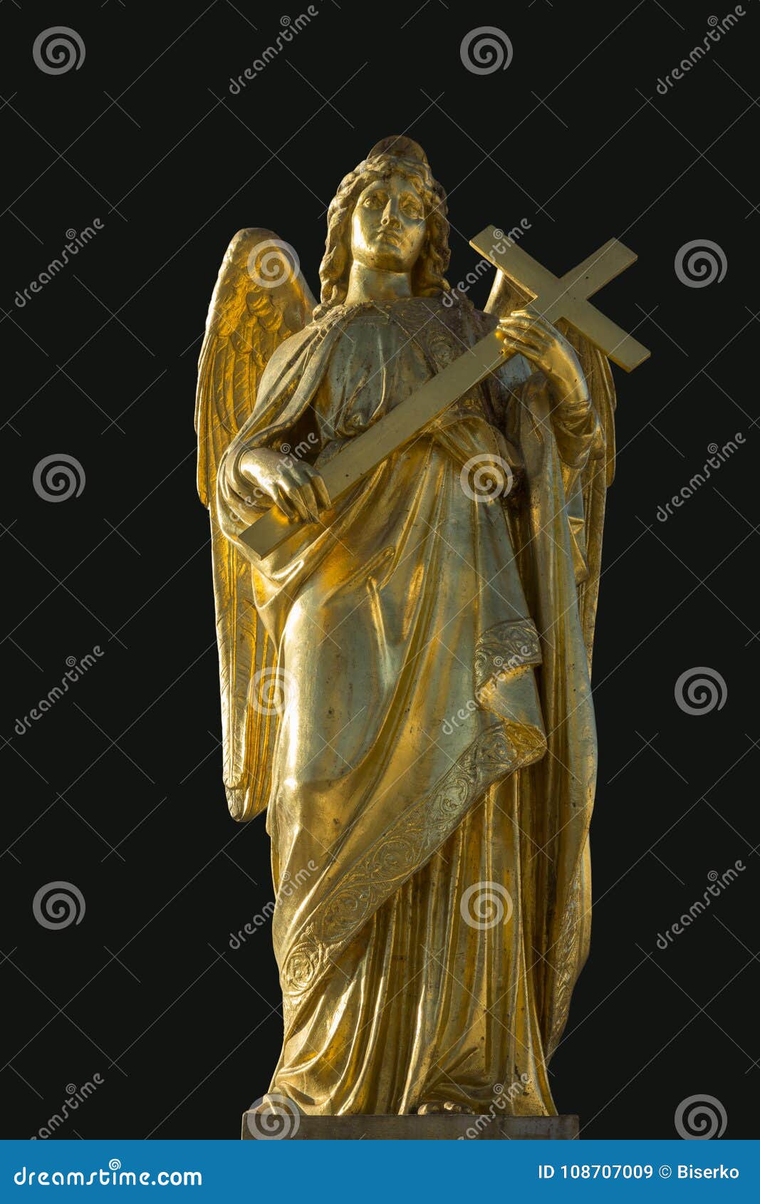 Golden angel sculpture stock image. Image of oval, christian - 108707009