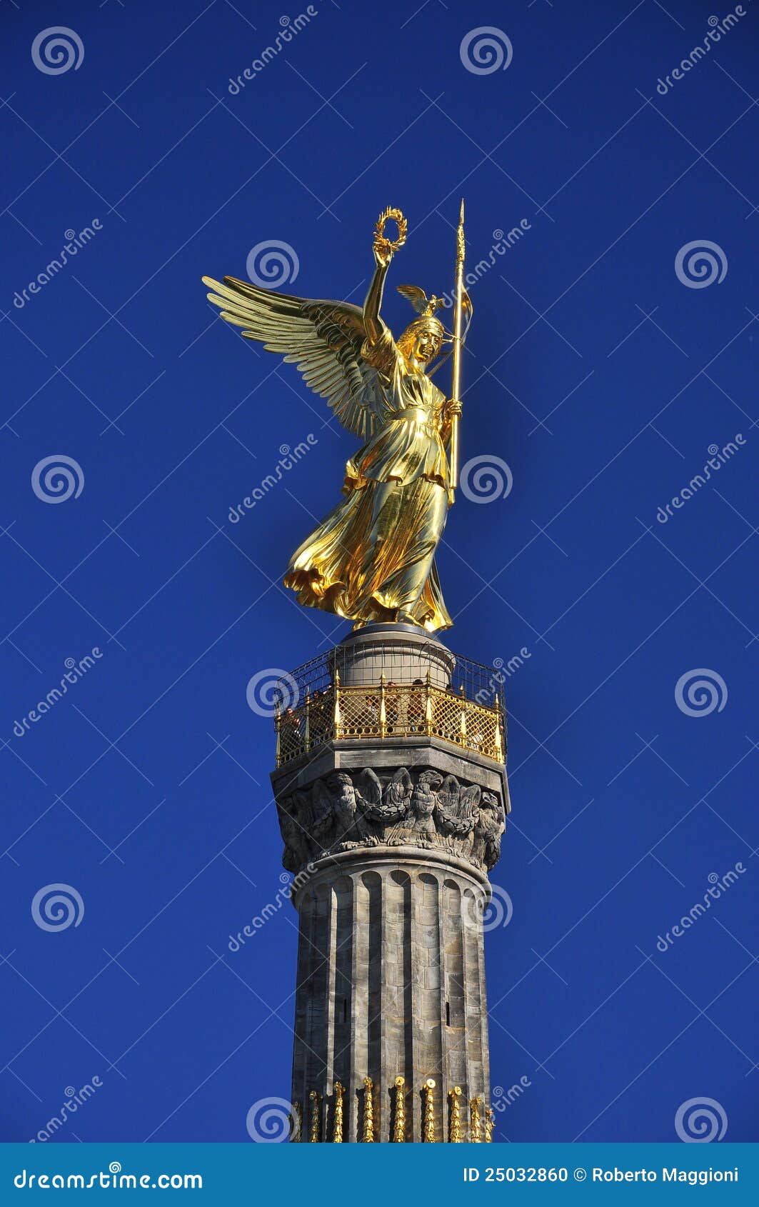 Golden Angel. Siegessaeule, Berlin, Germany Stock Photo - Image of ...