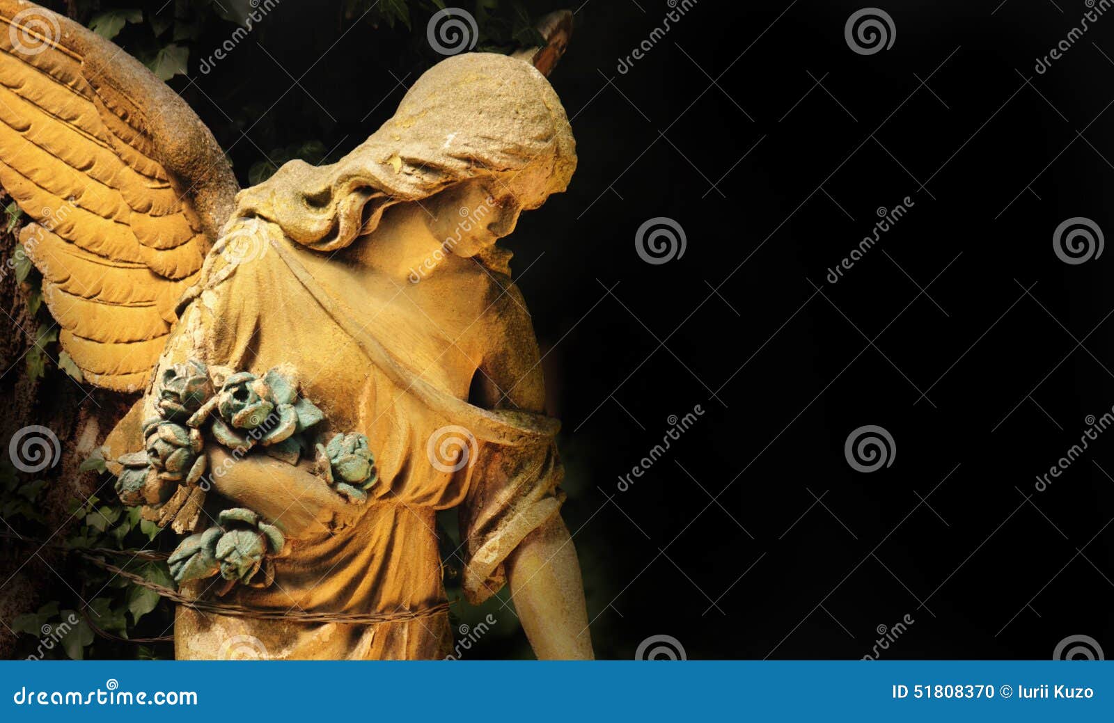 Golden Angel in the Sunlight (antique Statue) Stock Photo - Image of ...