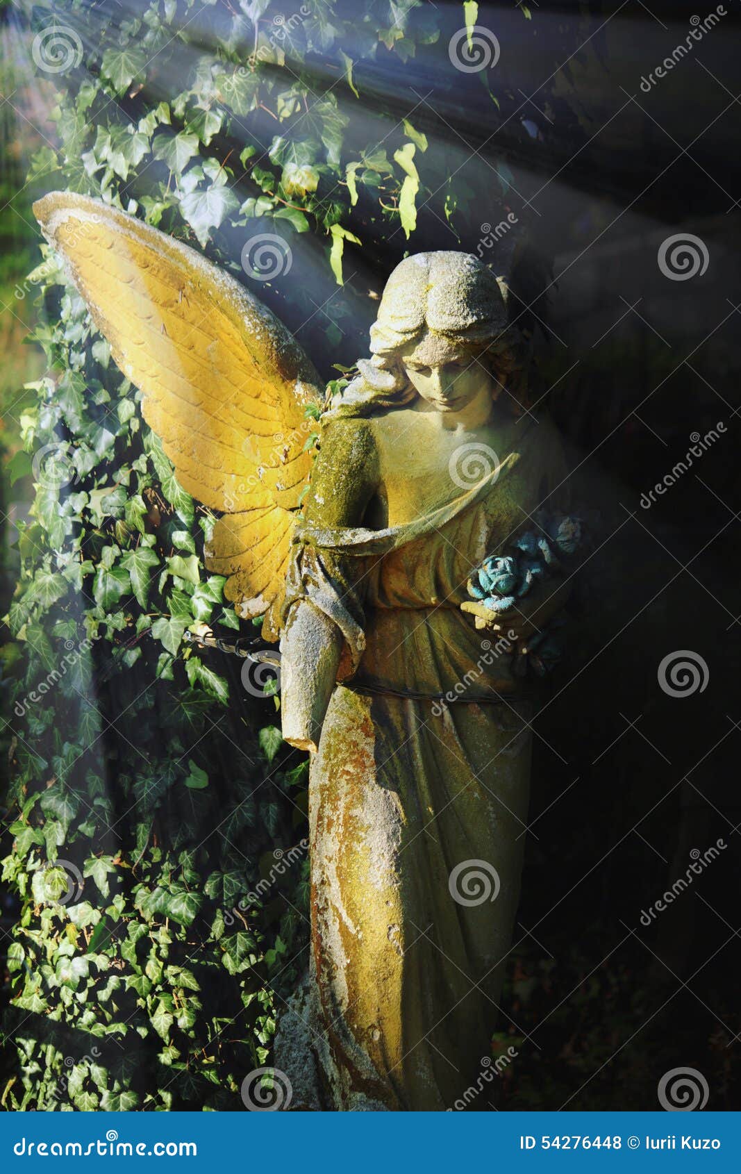 Golden Angel in the Sunlight (antique Statue) Stock Photo - Image of ...