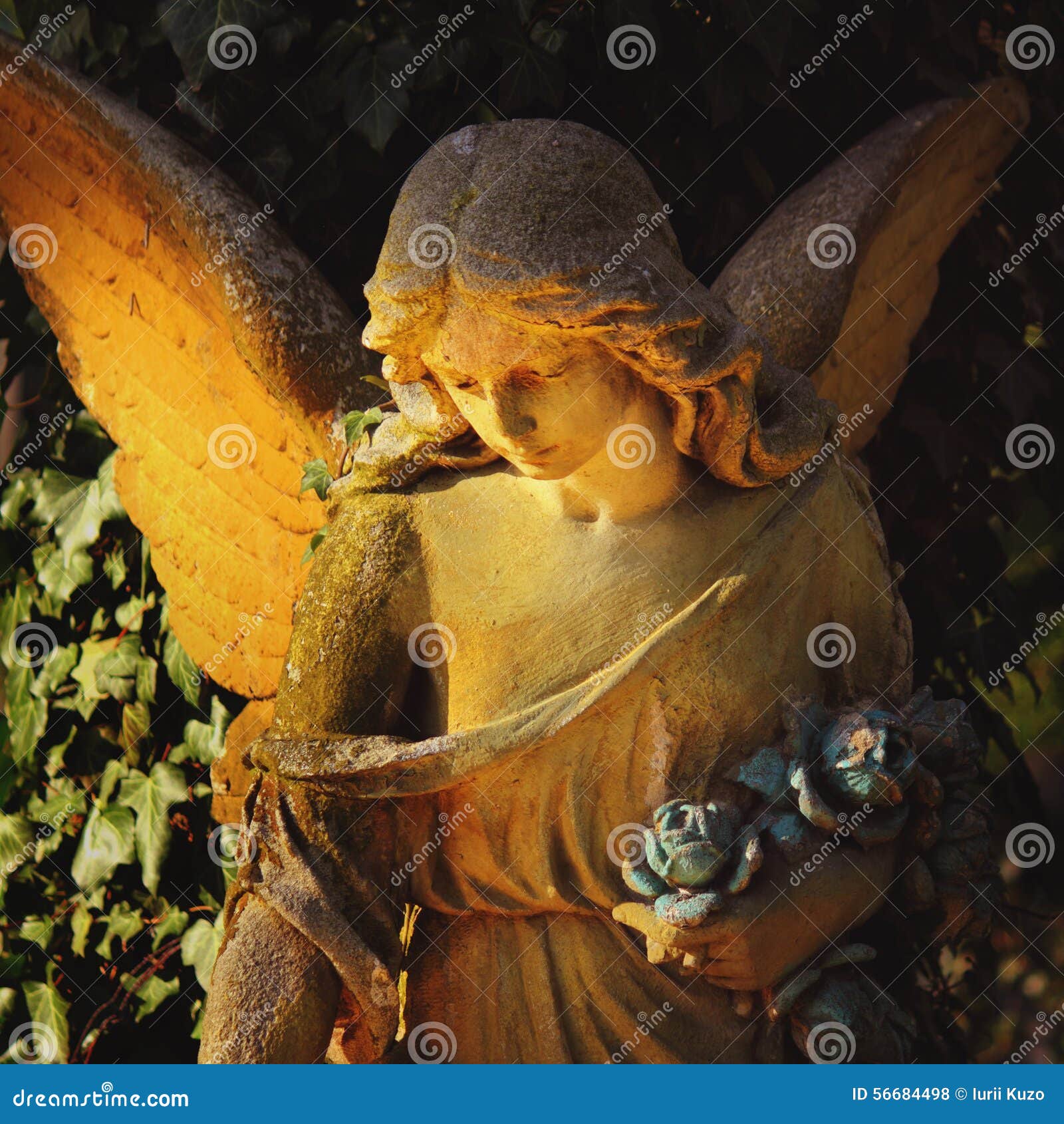 Golden Angel in the Sunlight (antique Statue) Stock Photo - Image of ...