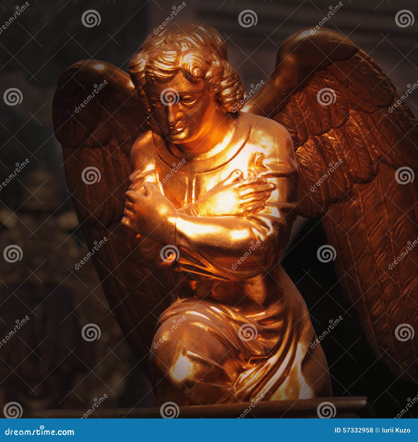 Golden Angel in the Sunlight (antique Statue) Stock Photo - Image of ...