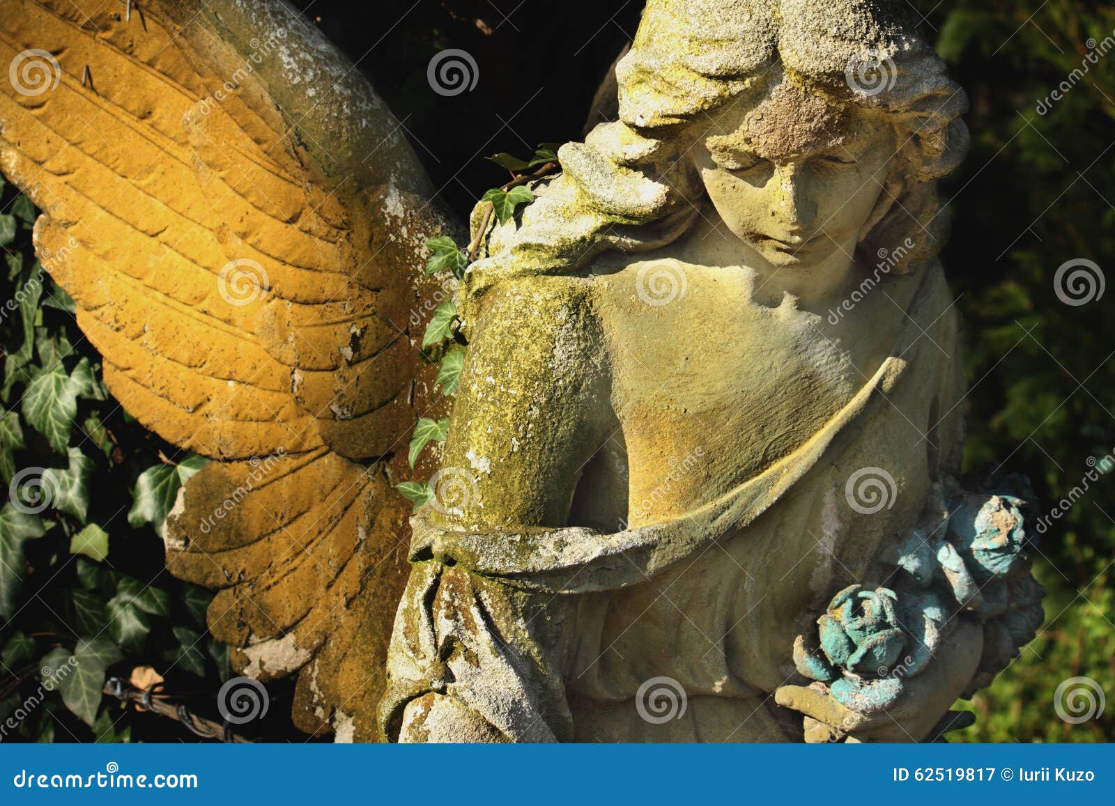 Golden Angel in the Sunlight (antique Statue) Stock Image - Image of ...
