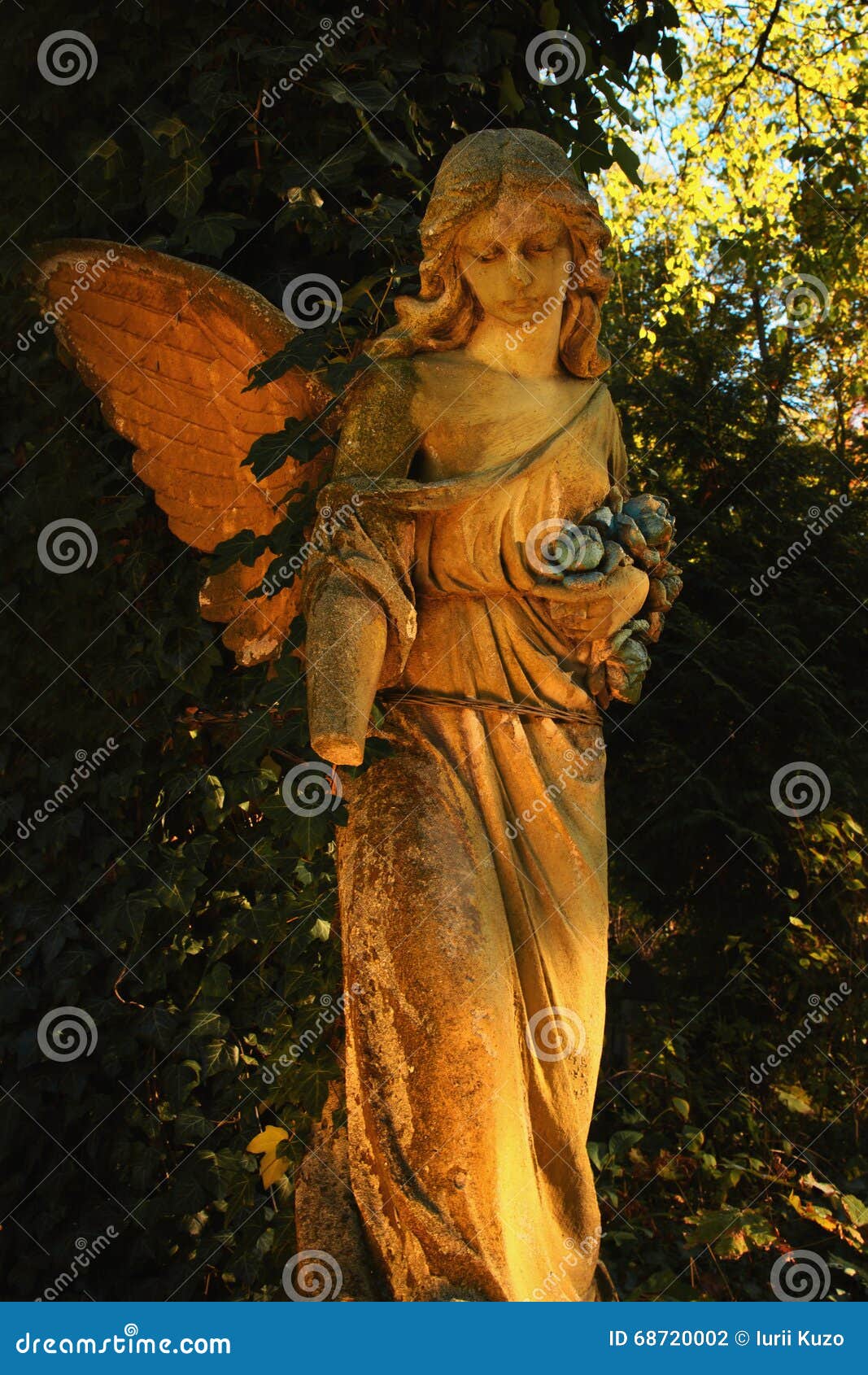 Golden Angel in the Sunlight (antique Statue) Stock Photo - Image of ...
