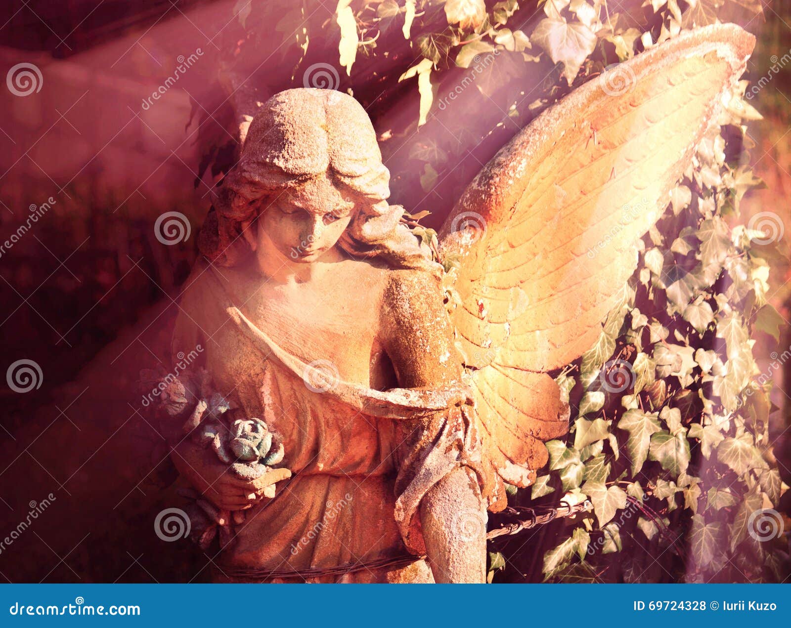 Golden Angel in the Sunlight (antique Statue) Stock Photo - Image of ...