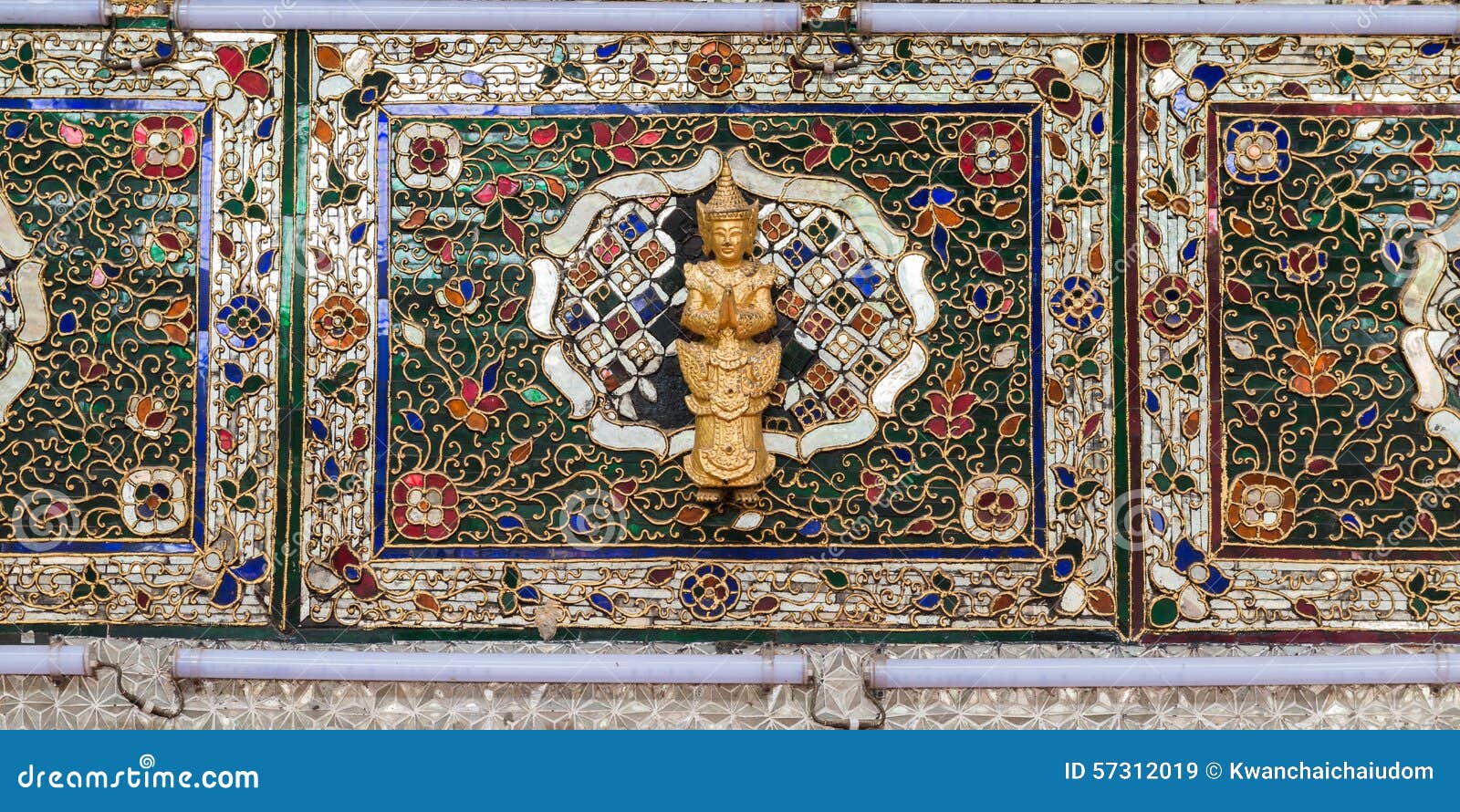 Golden Angle on Stained Glass in Temple, Myanmar Stock Image - Image of ...