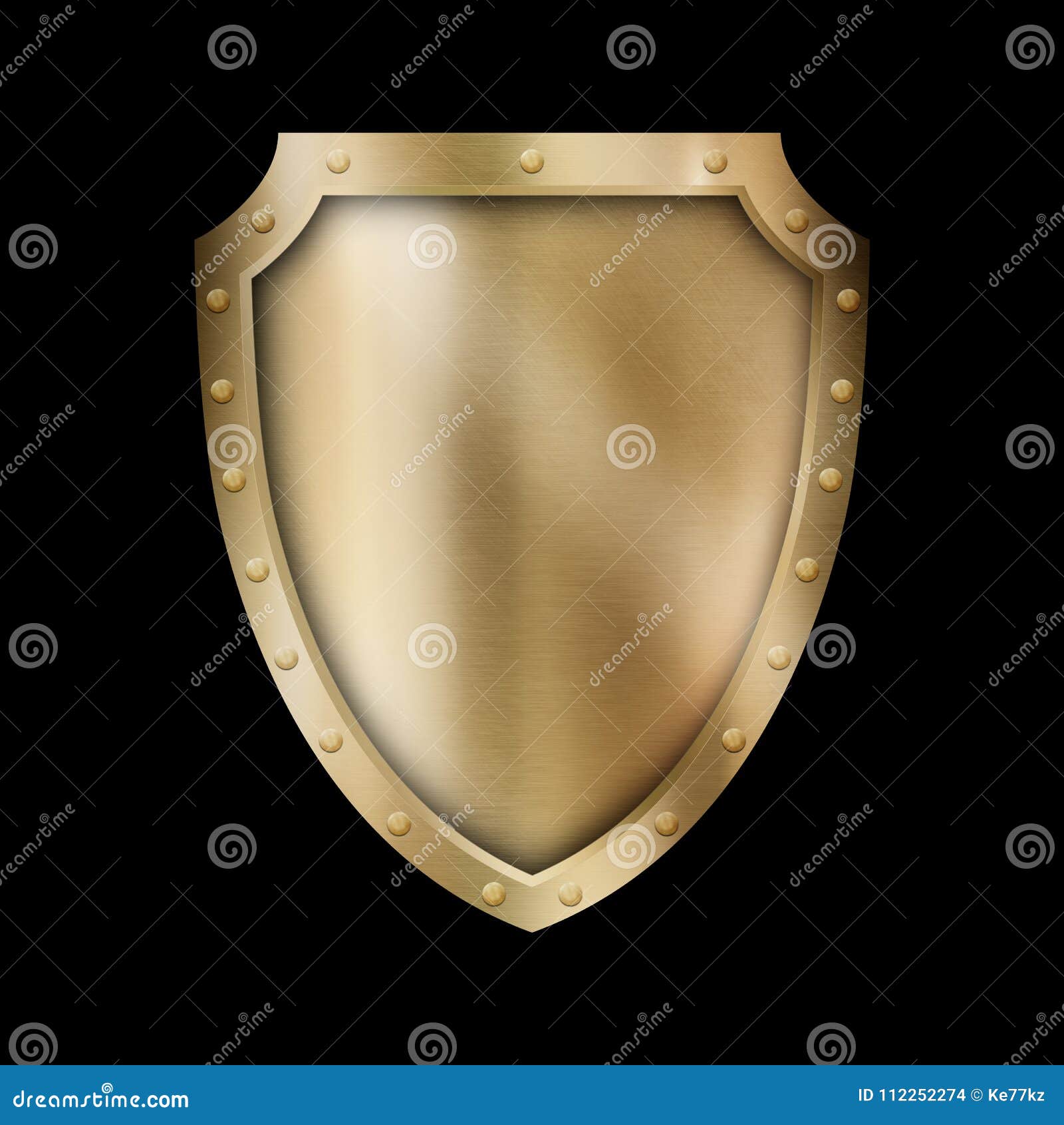 Golden Antique Shield with Riveted Border. Stock Illustration ...