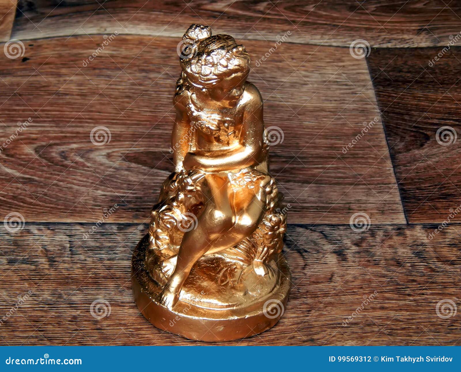 Golden Antique Statuette after Restoration Stock Photo - Image of ...