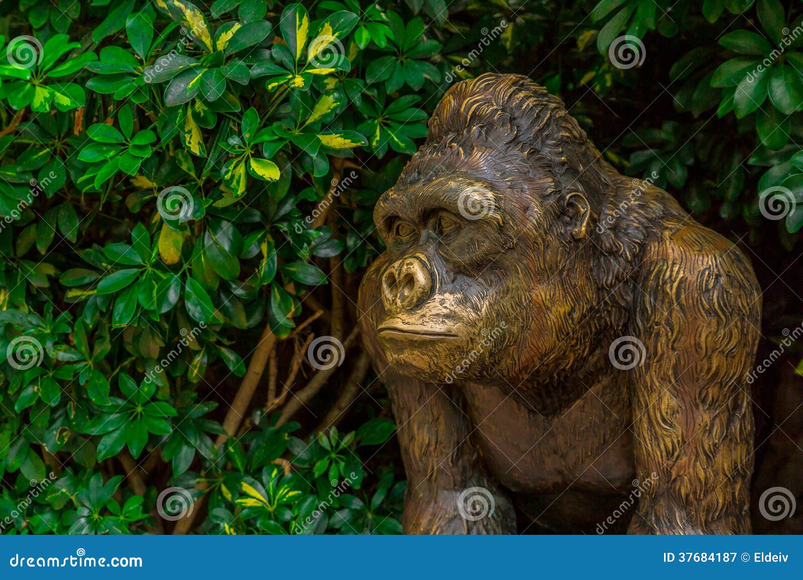 Golden Ape Statue stock image. Image of bronze, park - 37684187