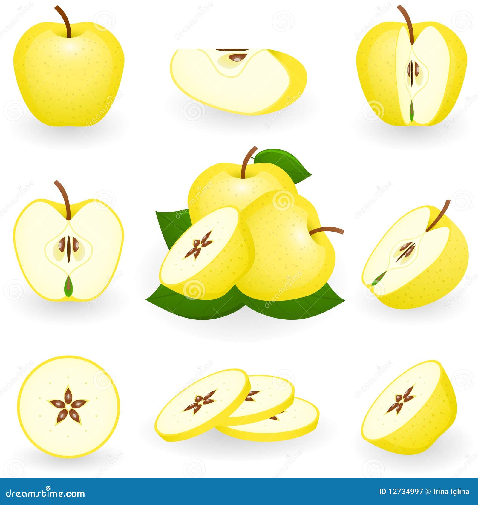 Golden apple stock vector. Illustration of apples, food - 12734997