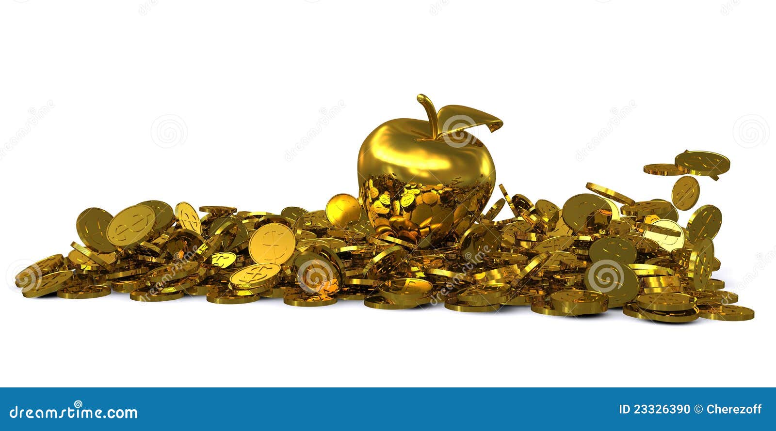 Golden Apple on the Golden Dollar Coins Stock Illustration ...