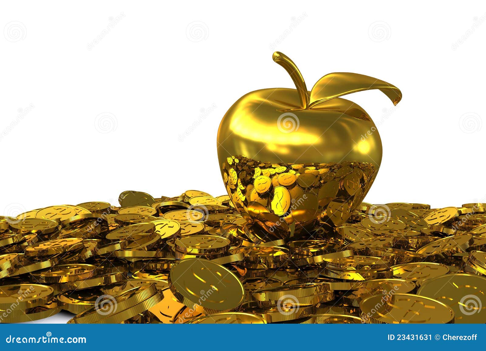Golden Apple on the Golden Dollar Coins Stock Illustration ...