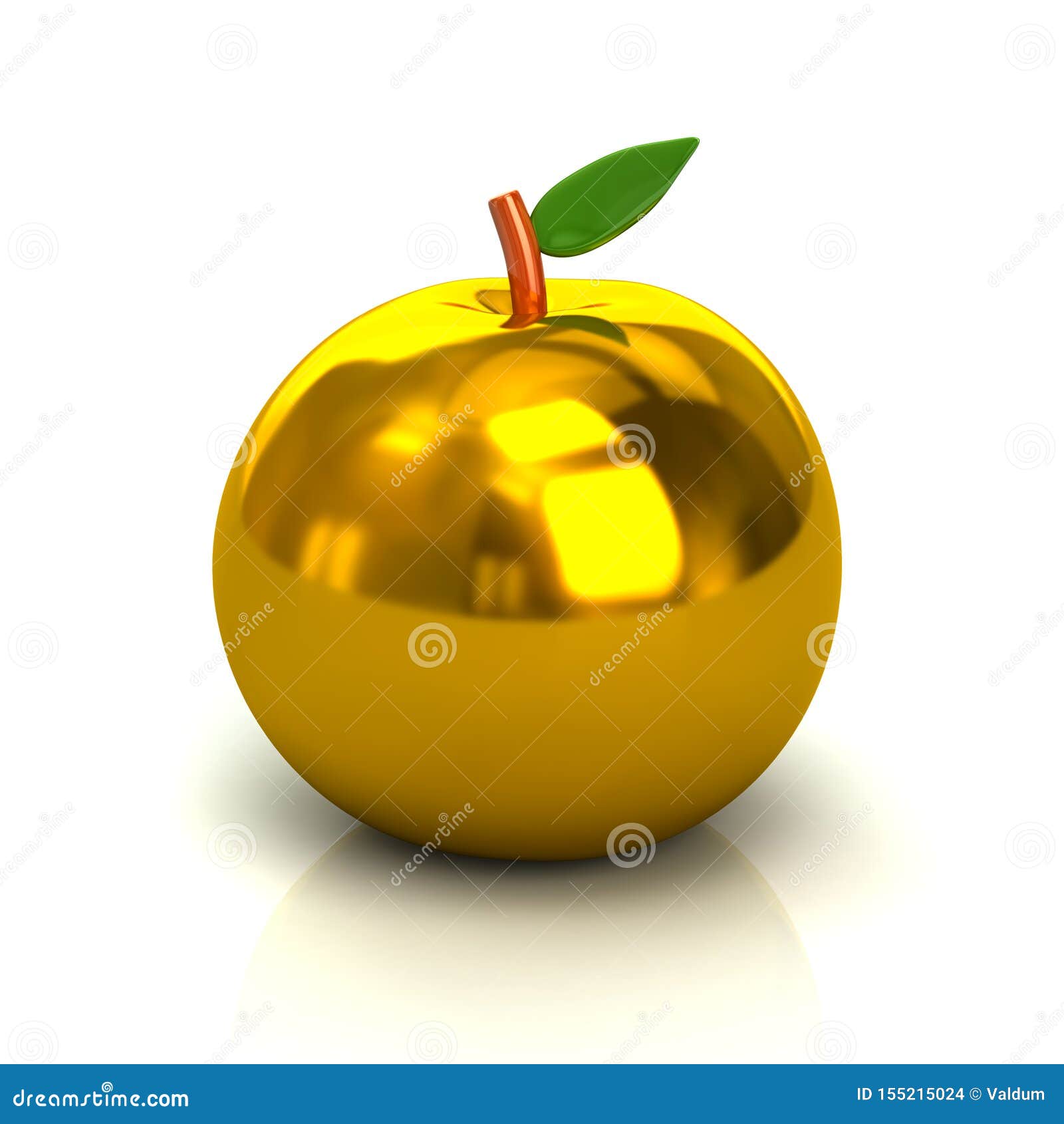 Golden Apple Icon 3d Illustration Stock Illustration - Illustration of ...
